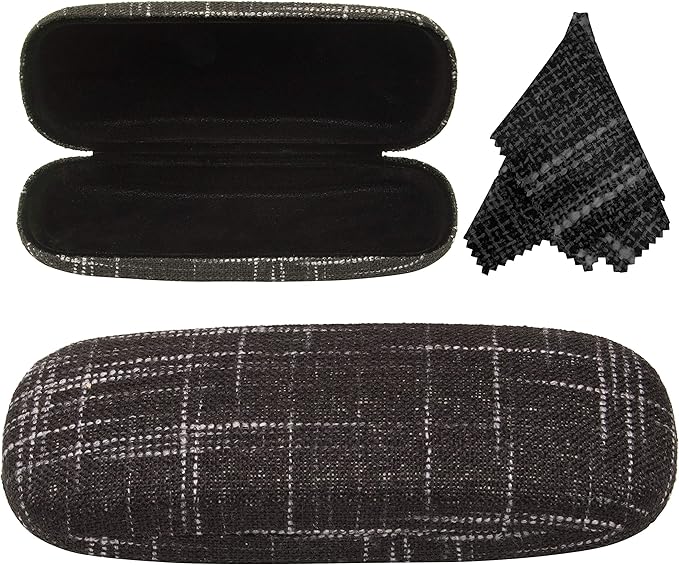 Denim Hard Shell Eyeglass Case Holder with Matching Microfiber Cleaning ...