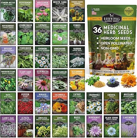 Amazon.com : Ultimate Medicinal Herb Seeds Variety Pack – 36 Heirloom ...