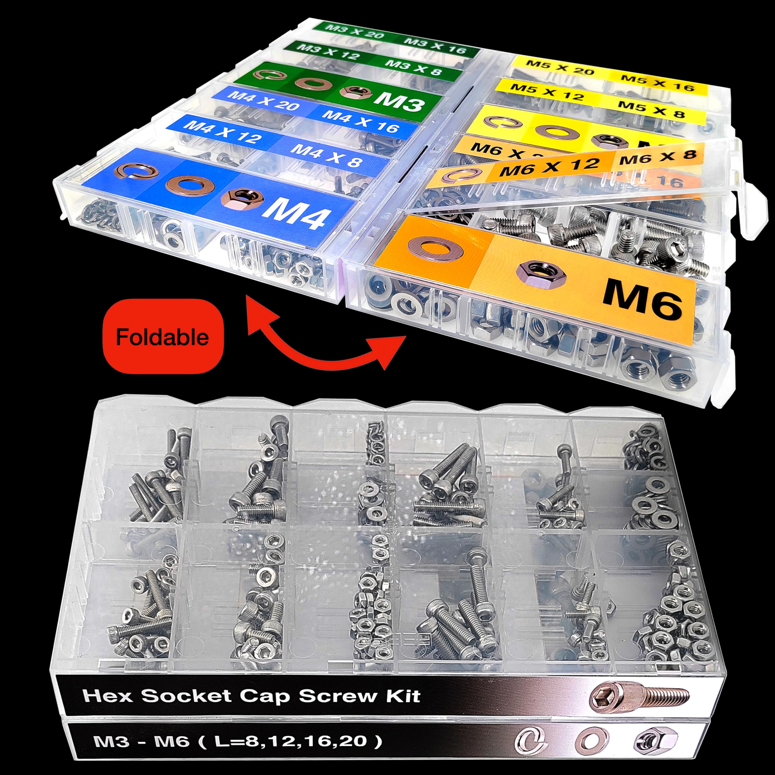 Snapklik.com : 880PCS Metric M6 M5 M4 M3 Metric Bolt Assortment Metric ...