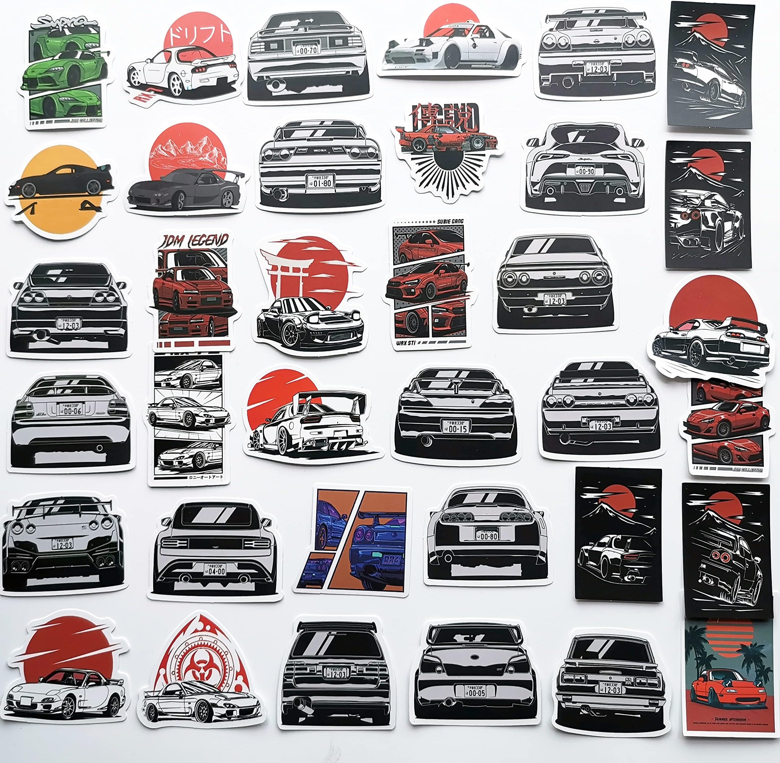 Amazon.com: 38Pcs Cool JDM Decal Japan Racing Car Stickers Drift ...