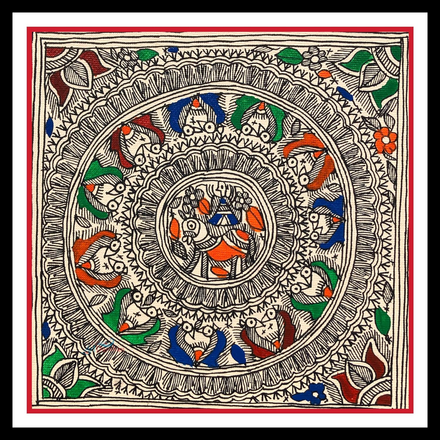 Artdarshan Framed Godna Madhubani Art Painting for Home & Office Wall ...