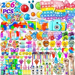 Amazon.com: 206 PCS Party Favors for Kids 3-5 4-8-12, Fidget Toys Pack Birthday Bulk Goodie Bag ...