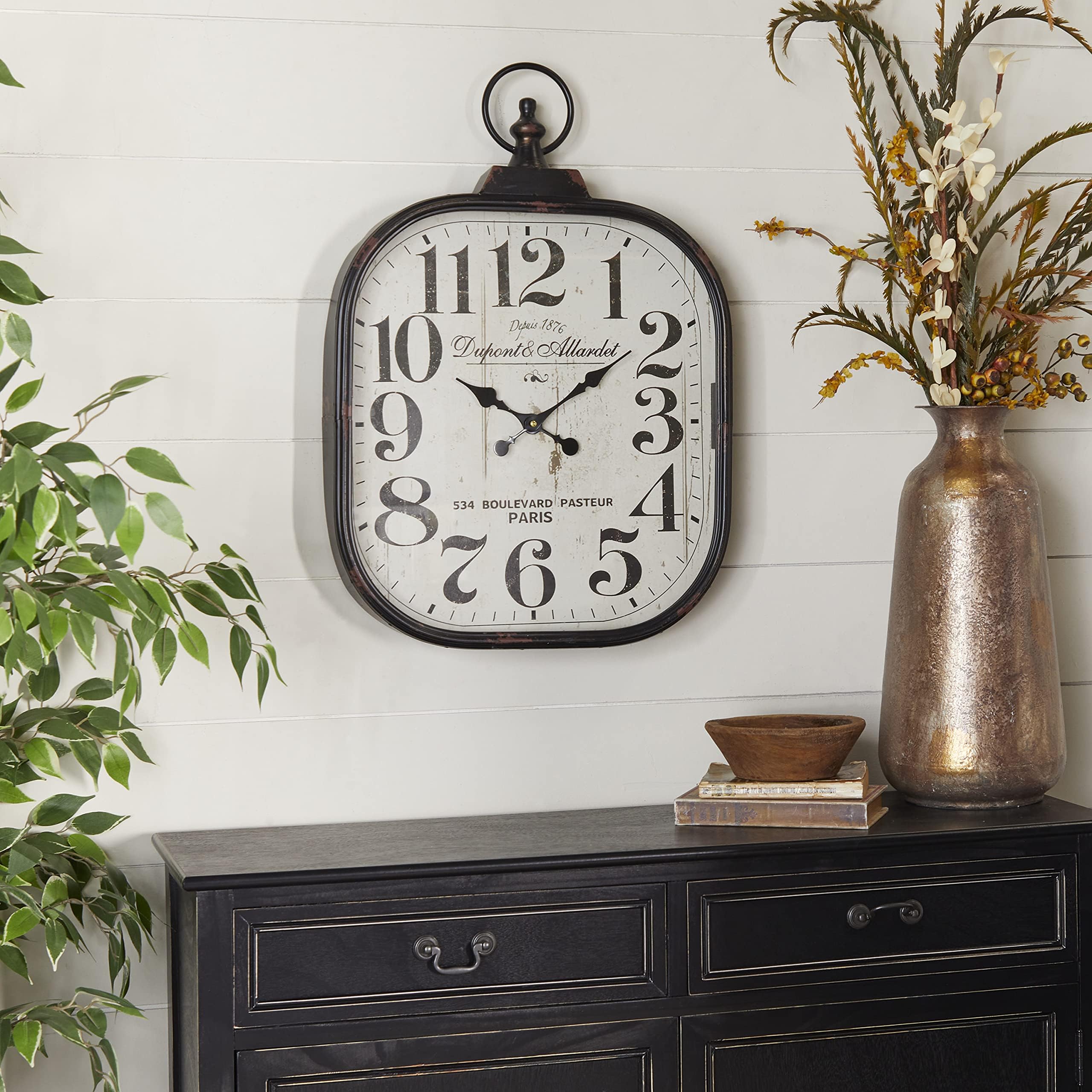 Amazon.com: Metal Rope Wall Clock Black Farmhouse Oval Iron Natural ...