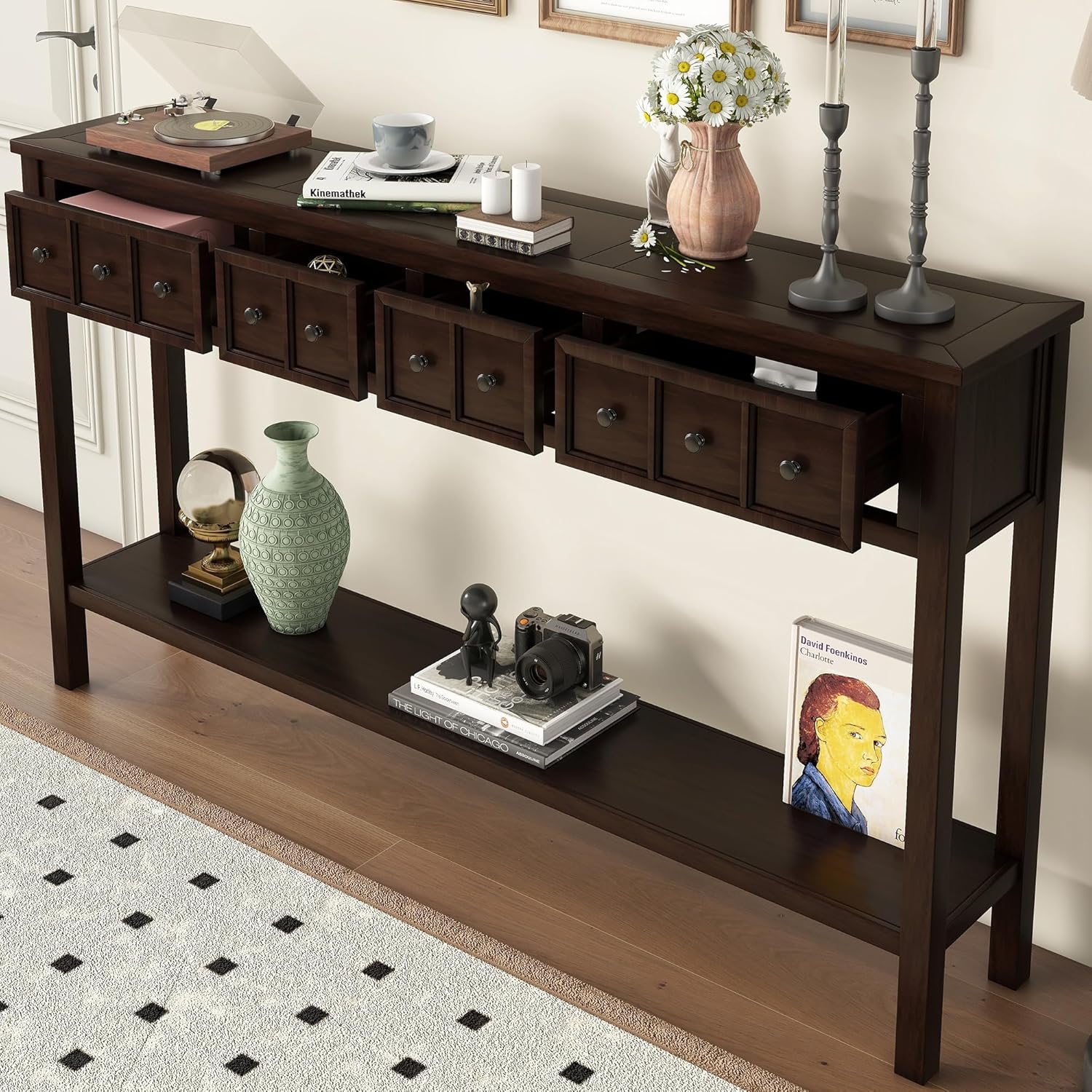 Amazon.com: Bellemave 60" Entryway Table with Storage Drawers and Shelf ...