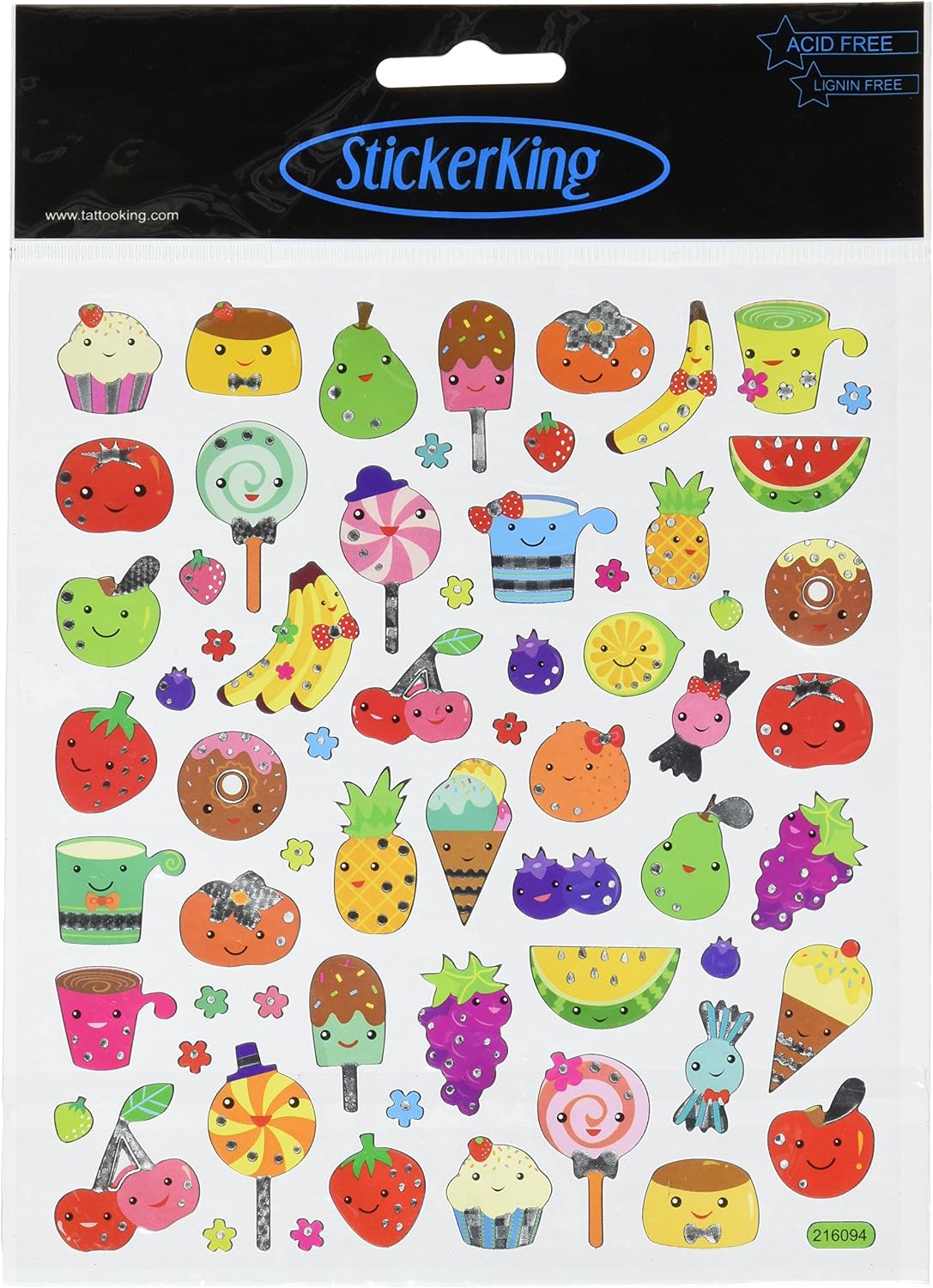 Amazon.com: Tattoo King Multi-Colored Stickers-Fruit Faces : Arts ...