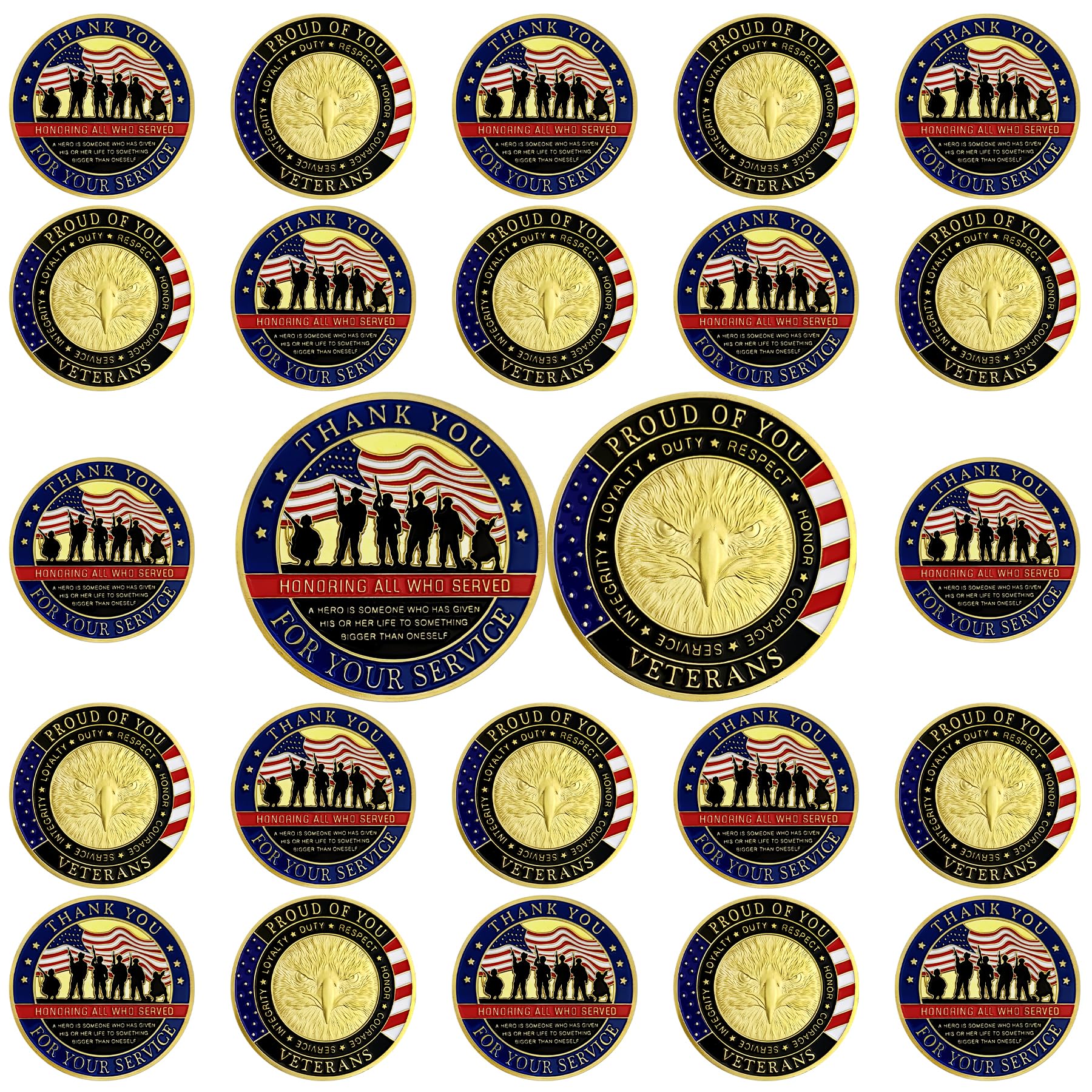 Amazon.com : 24 PCS Military Challenge Coins,Thank You for Your Service ...