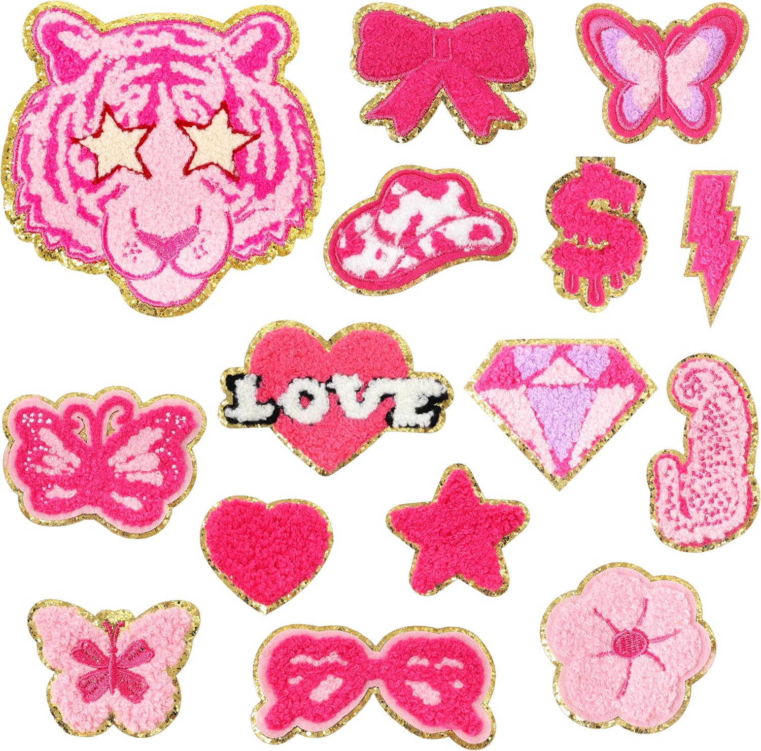 Amazon.com: Pink Preppy Chenille Iron on Patches: KINGSOW 15Pcs Girls ...