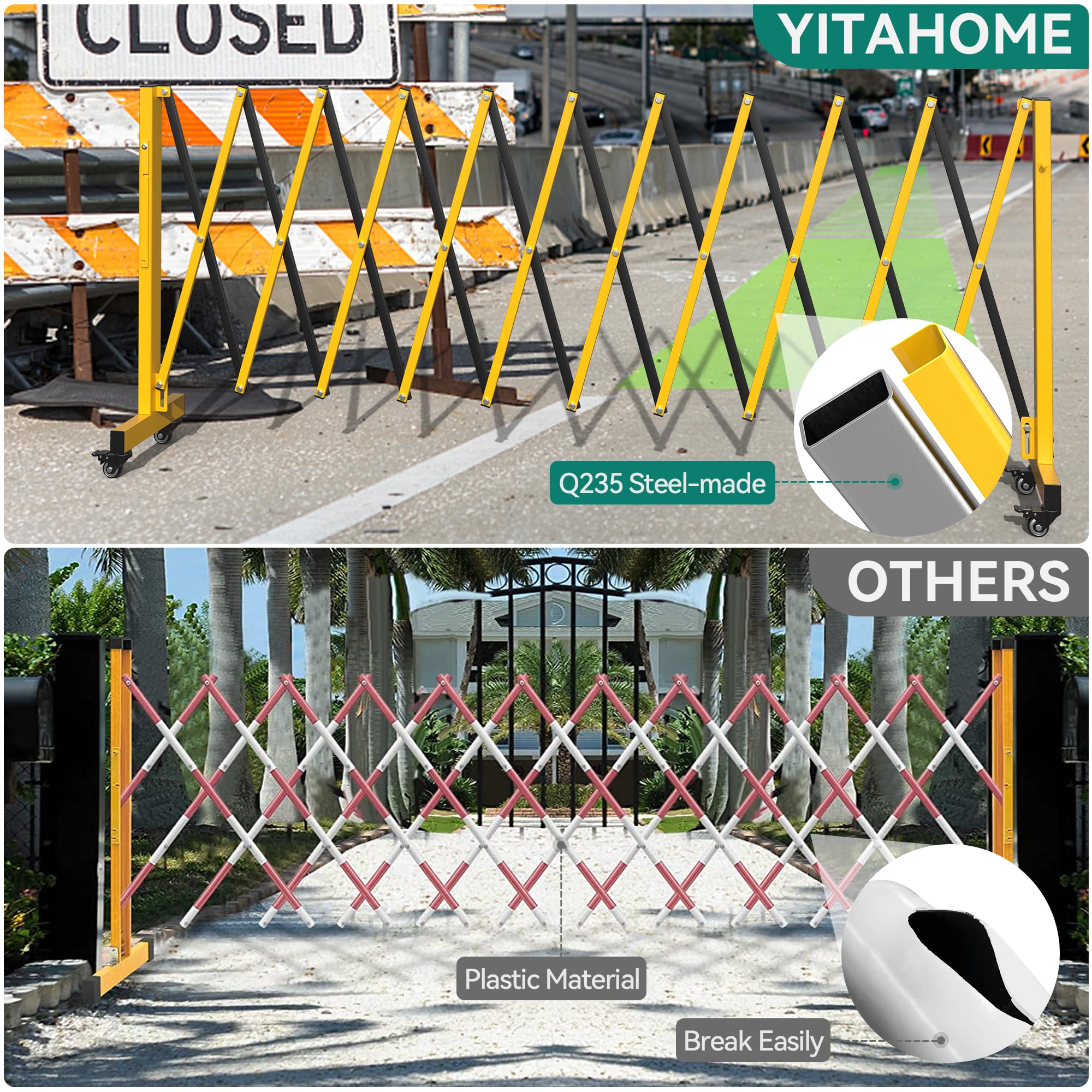 Snapklik.com : YITAHOME Industrial Expandable Metal Barricade Gate ...