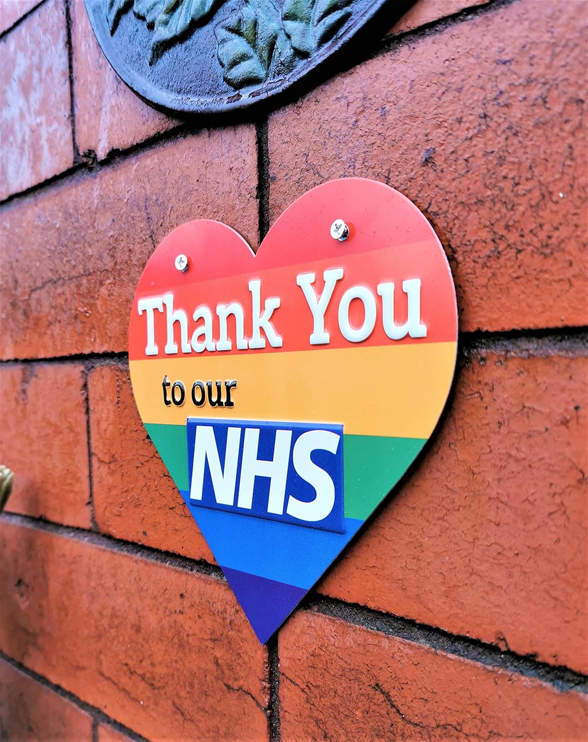 Late Night Ideas Thank You NHS Sign Metal Heart Shape Rainbow 15x15cm ...