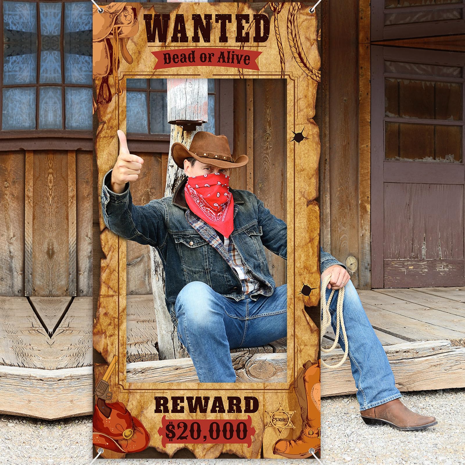 Snapklik.com : Western Wanted Photo Booth Prop Large Wild West Selfie ...