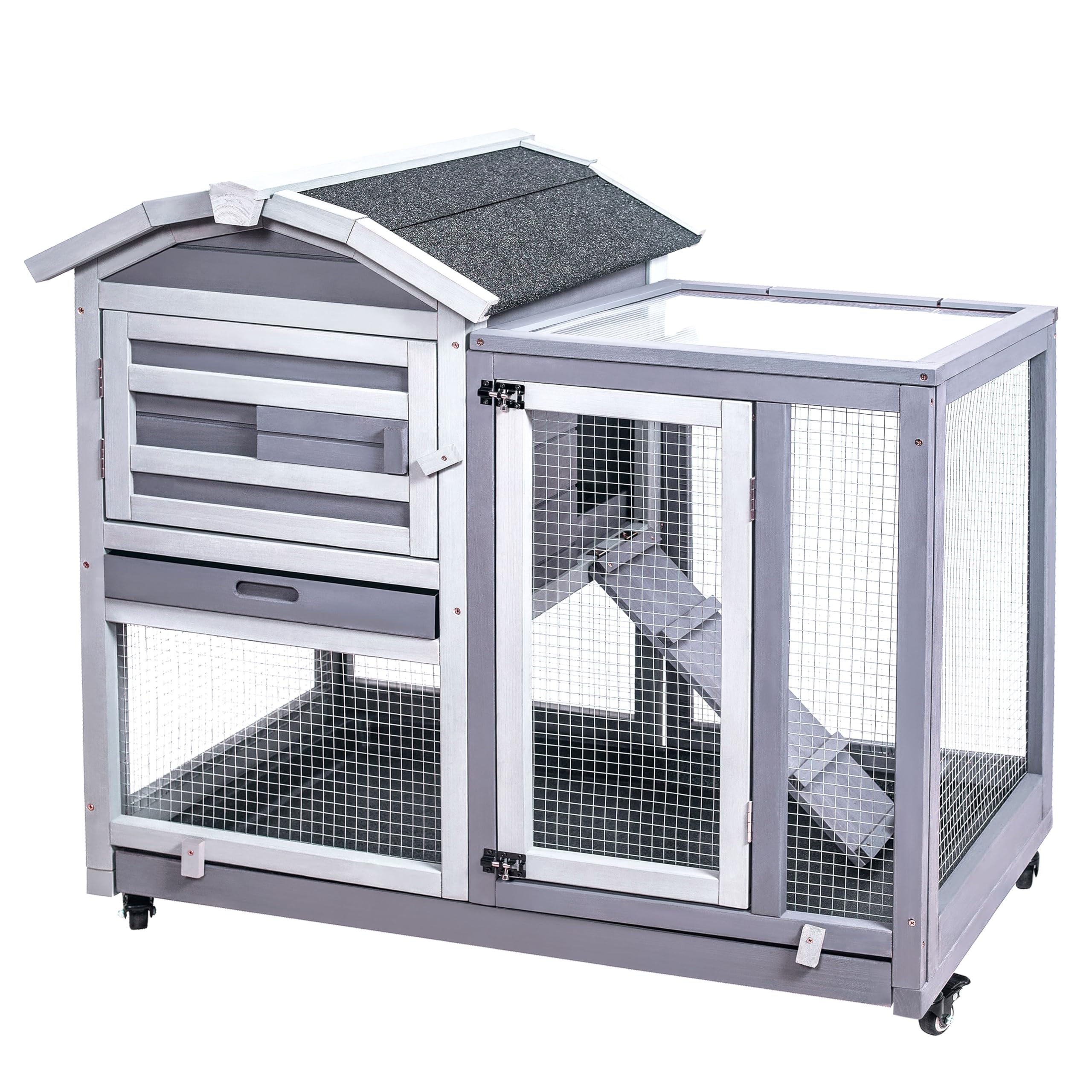 GEGURI Rabbit Hutch Indoor Rabbit Cage Outdoor, Wooden Bunny Cages for ...