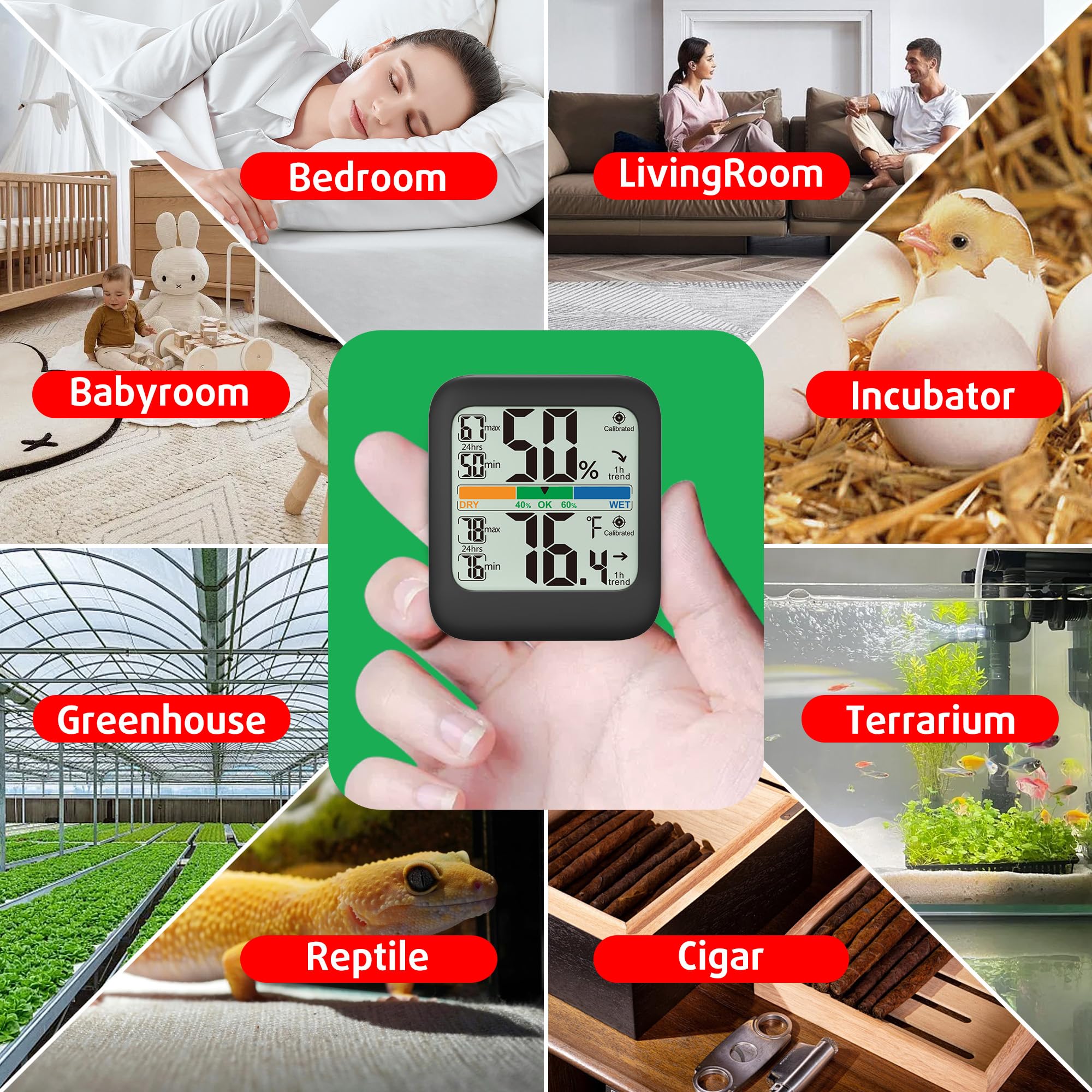 Snapklik.com : GCATACC Digital Hygrometer Indoor Thermometer Humidity ...
