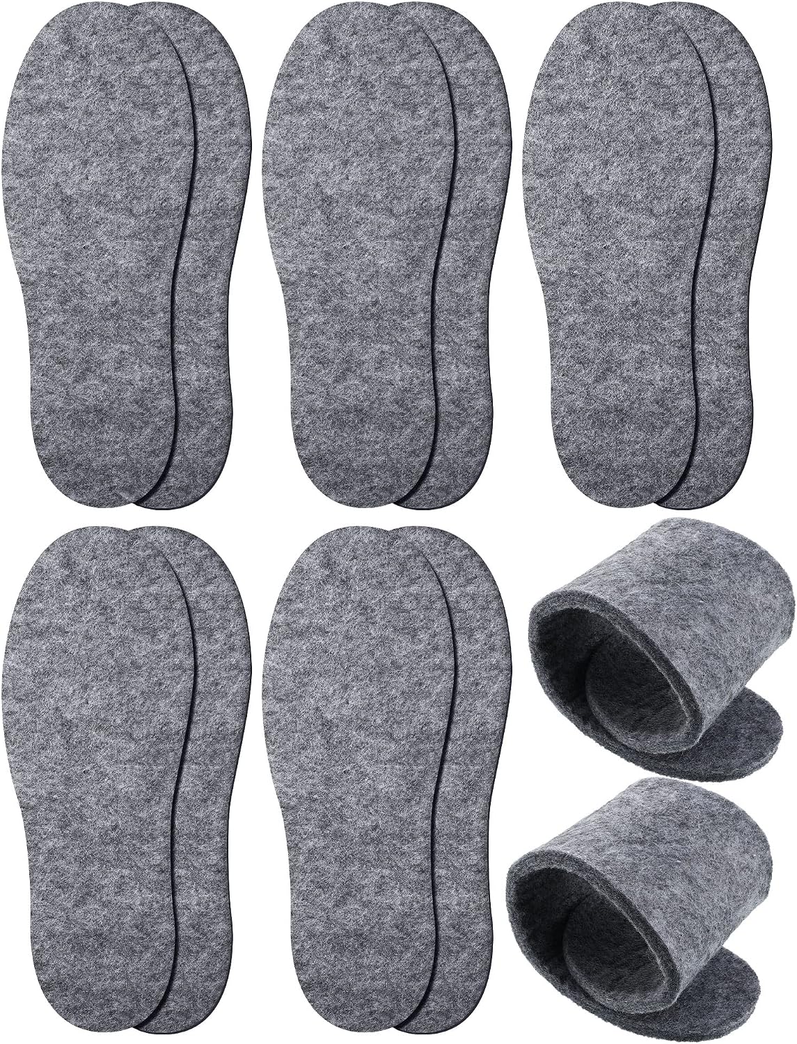 Amazon.com: Janmercy 5 Pairs Wool Felt Insoles Warm Shoe Inserts Wool ...