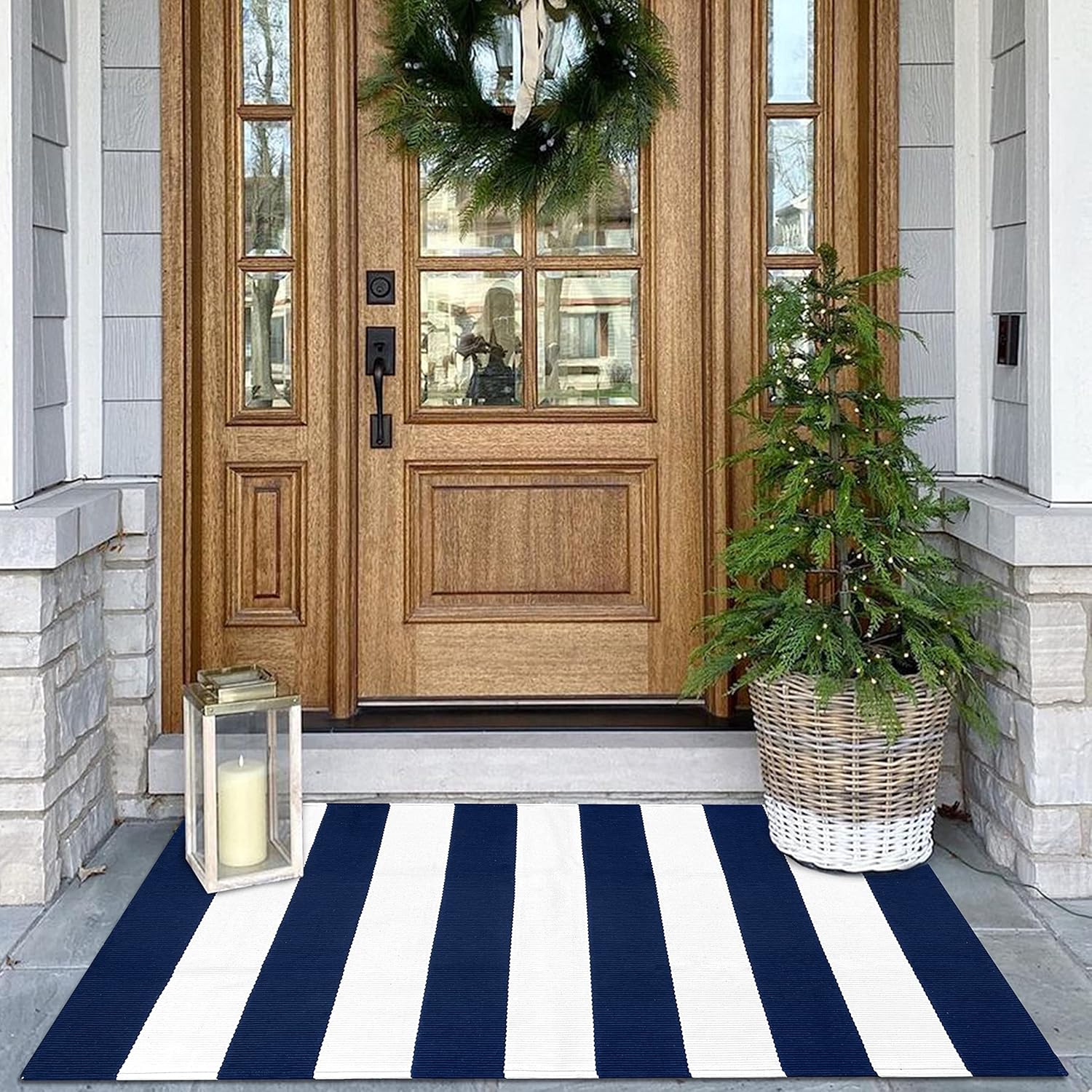 Amazon.com: KOZYFLY Striped Outdoor Rug 27.5x43 Inches Front Door Rug ...