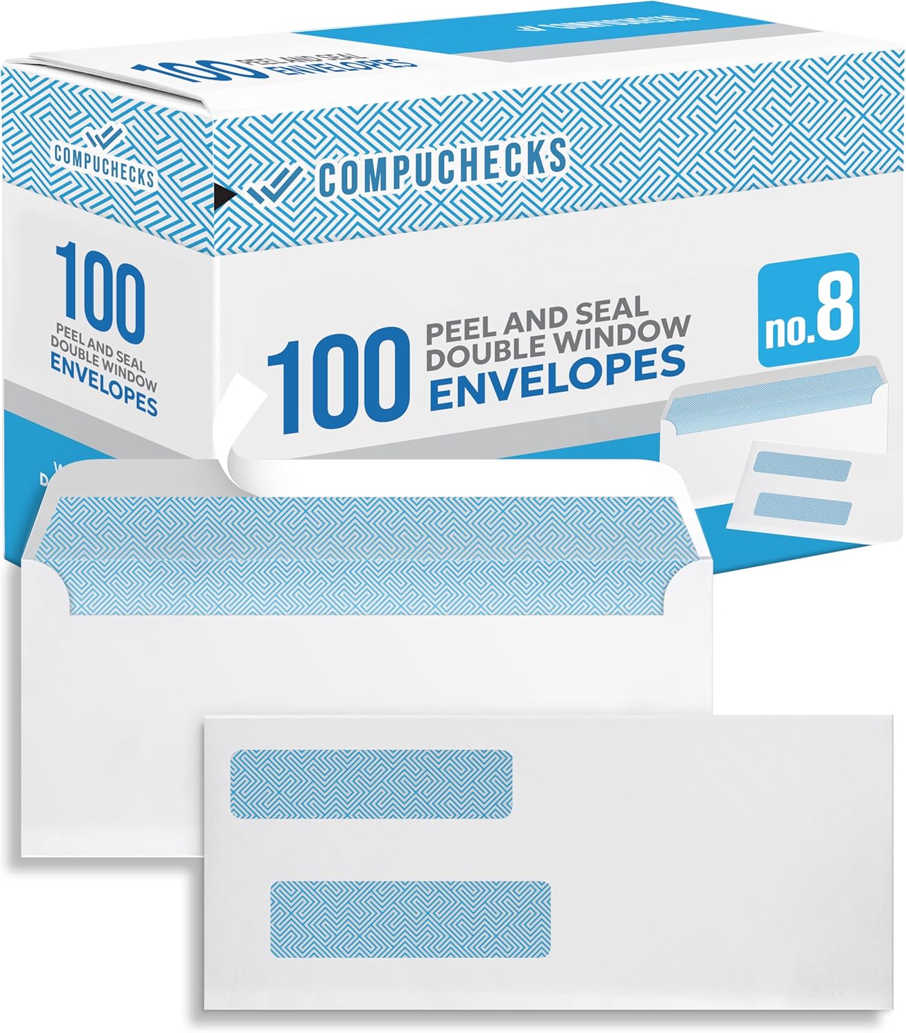 Amazon.com : Compuchecks Double Window Envelopes #8- Peel and Seal ...