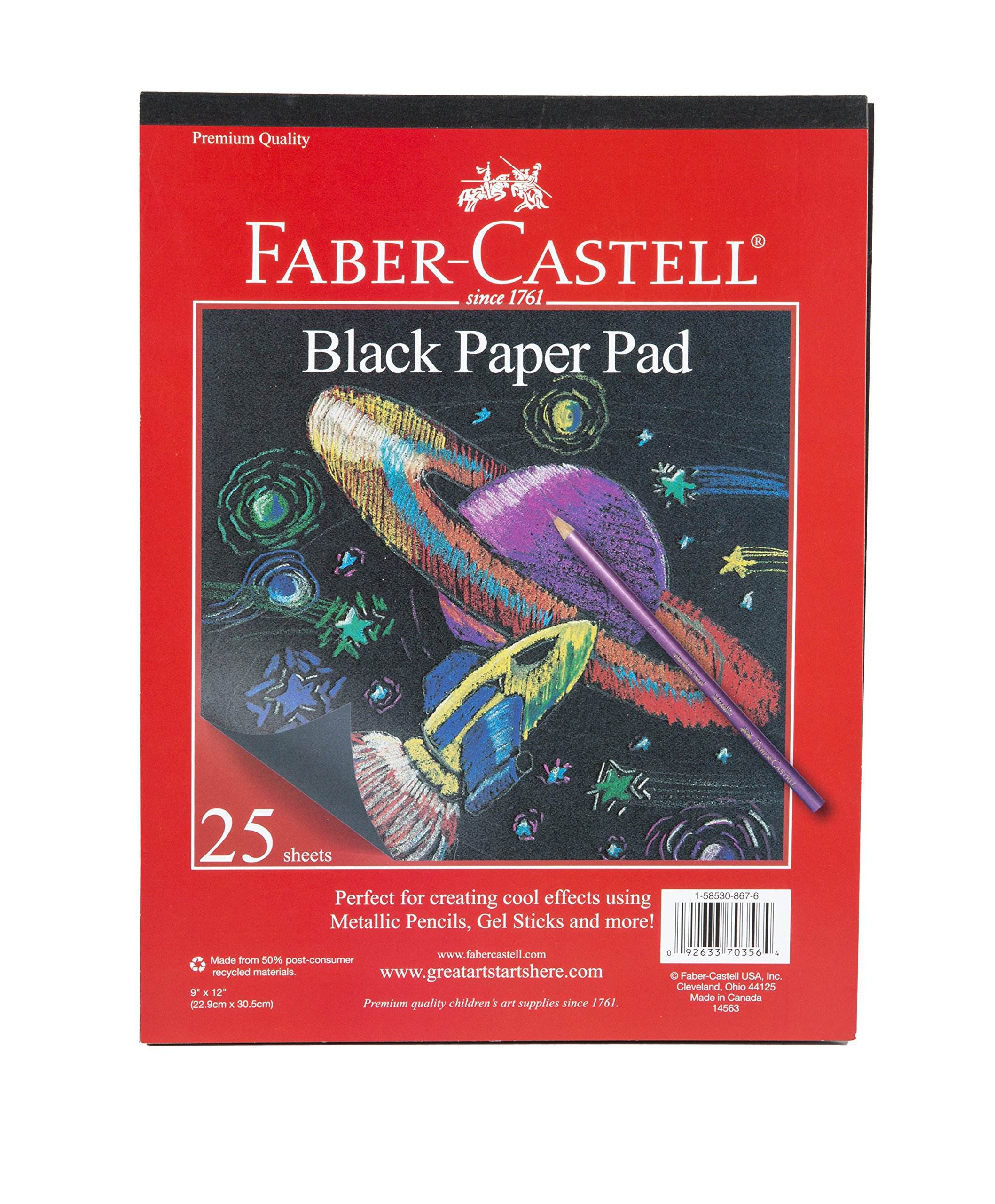 Amazon.com: Faber-Castell Black Paper Pad - 25 Sheets of 9" x 12" Paper ...