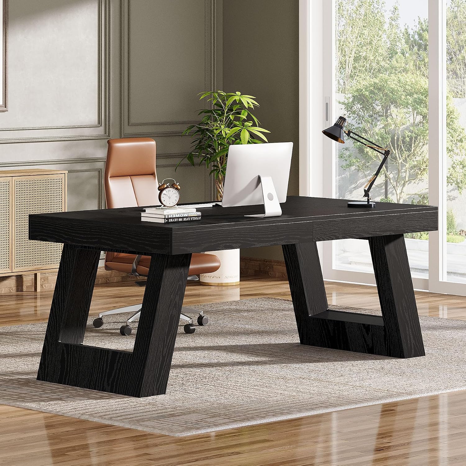 Amazon.com: Tribesigns 63 Inches Wood Executive Desk, Large Home Office ...