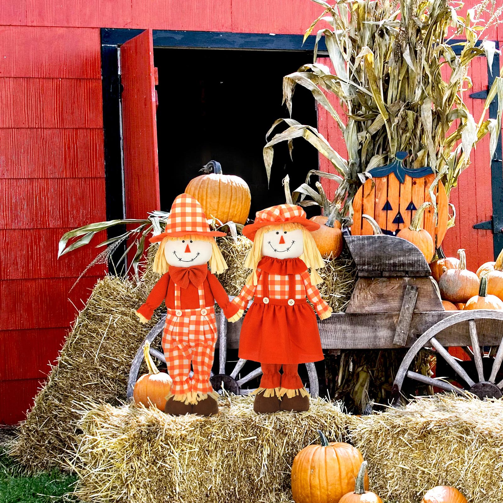 20 Inches Height Thanksgiving Scarecrow Standing Fall Scarecrow Boy and ...