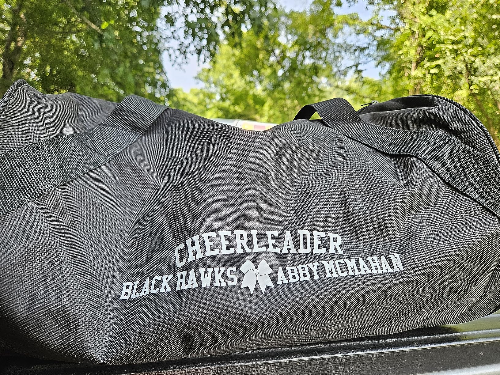 Amazon.com | Cute Custom Cheerleader Name Cheer Bow Bag: Barrel Duffel ...