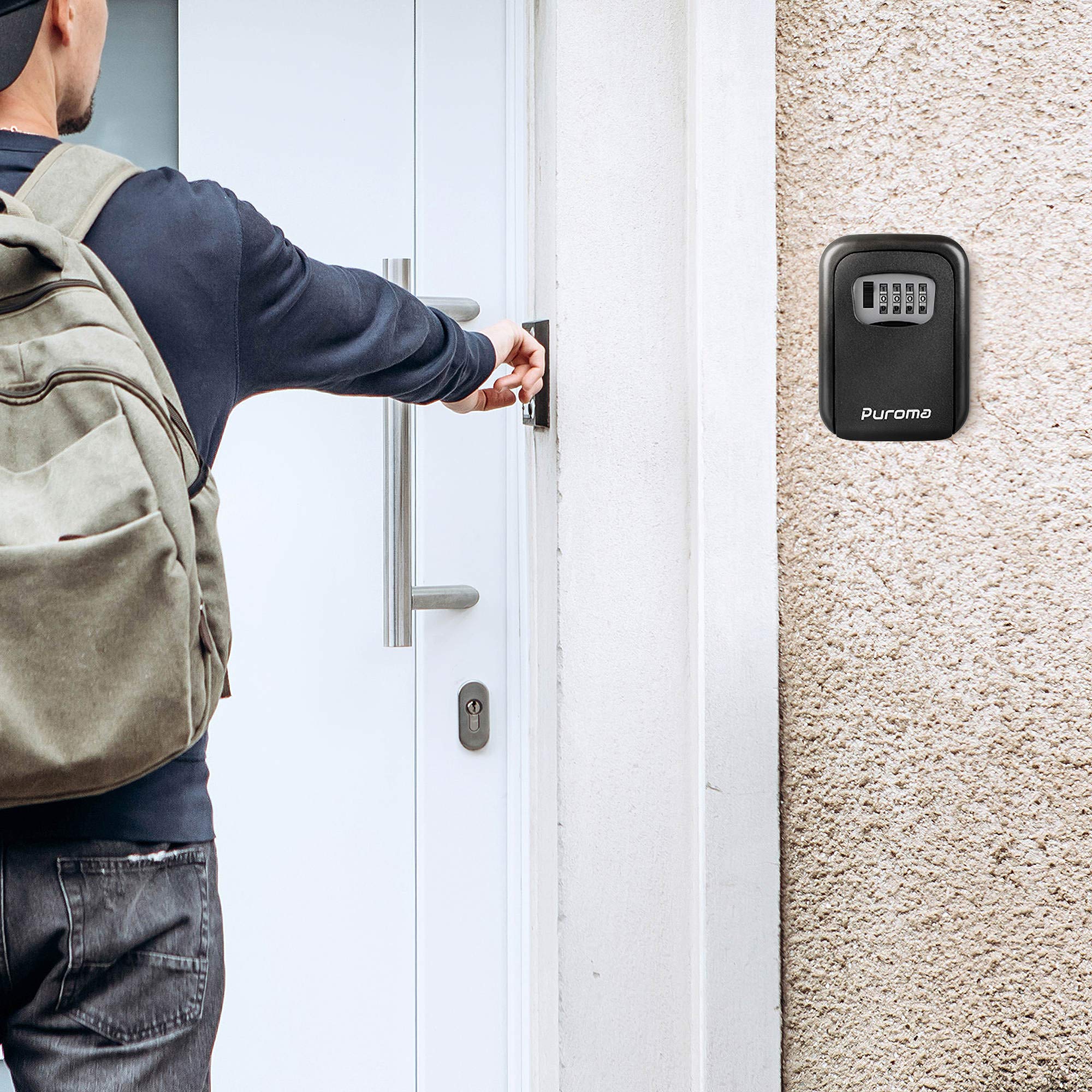 Puroma Security Key Lock Box, 4-Digit Combination Waterproof Portable ...