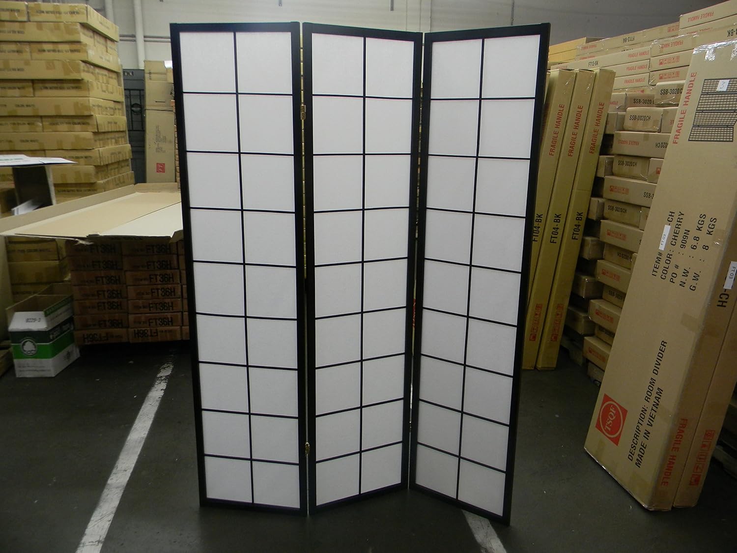 Amazon.com: 3 Panel Room Screen Big Square Design Black : Home & Kitchen