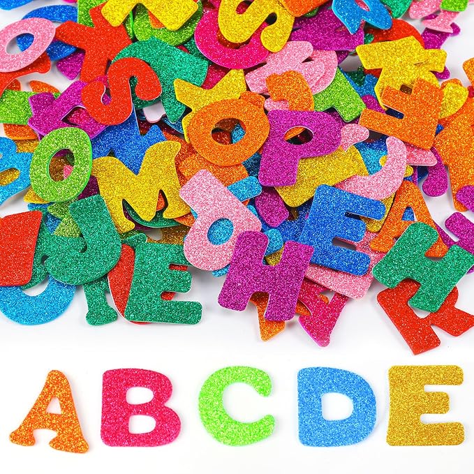 Amazon.com: Natonhi 260Pcs Glitter Letters Stickers Foam Alphabet ...