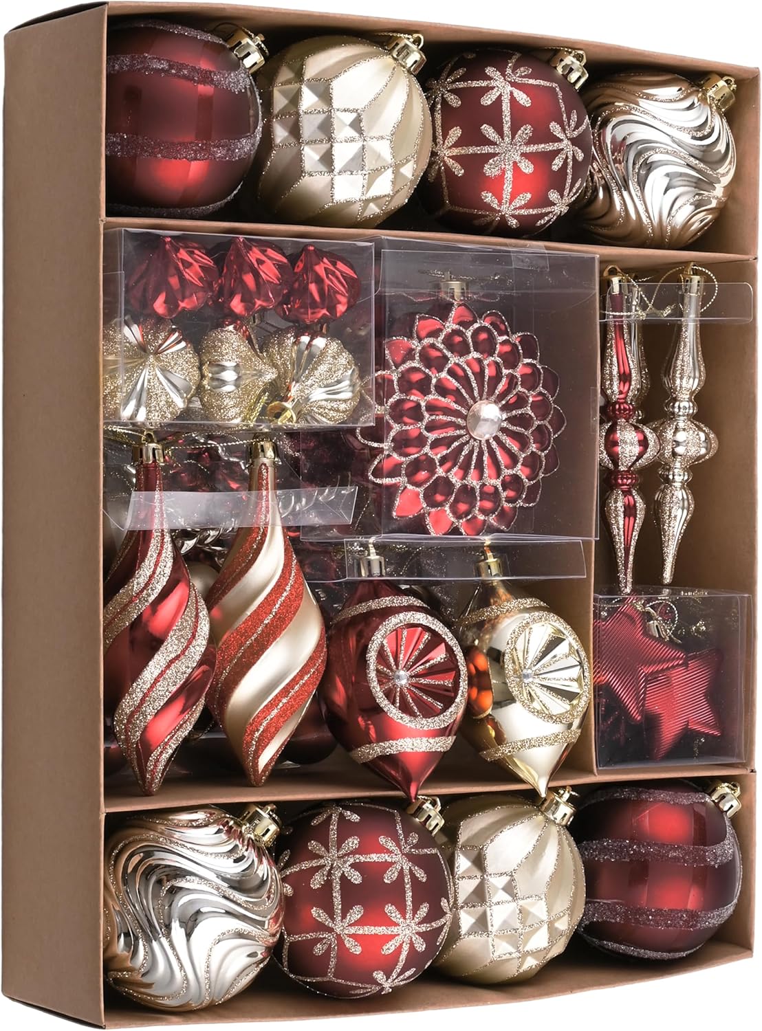 Amazon.com: Valery Madelyn Christmas Tree Ornaments Set, 80ct Burgundy ...