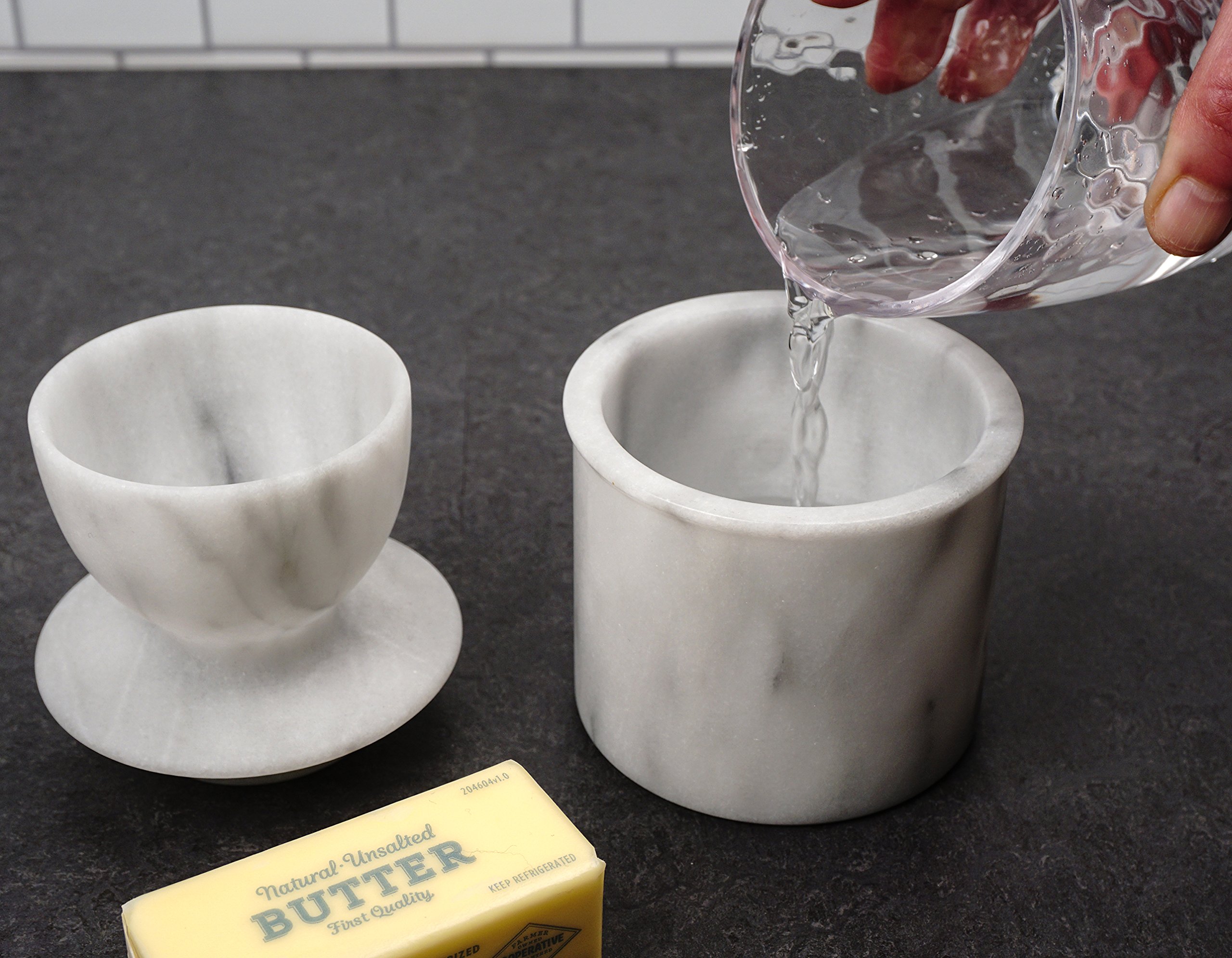 Snapklik.com : White Marble French Butter Pot, Holds One Stick Or 1/2 ...