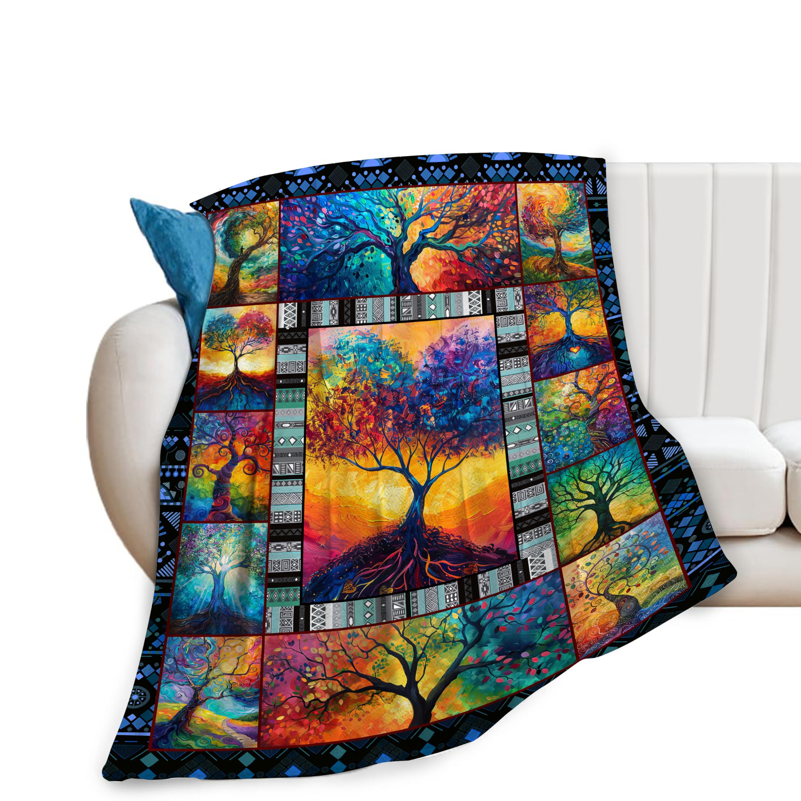 Amazon.com: Tree of Life Blanket Tree Throw Blanket Colorful Tree Decor ...