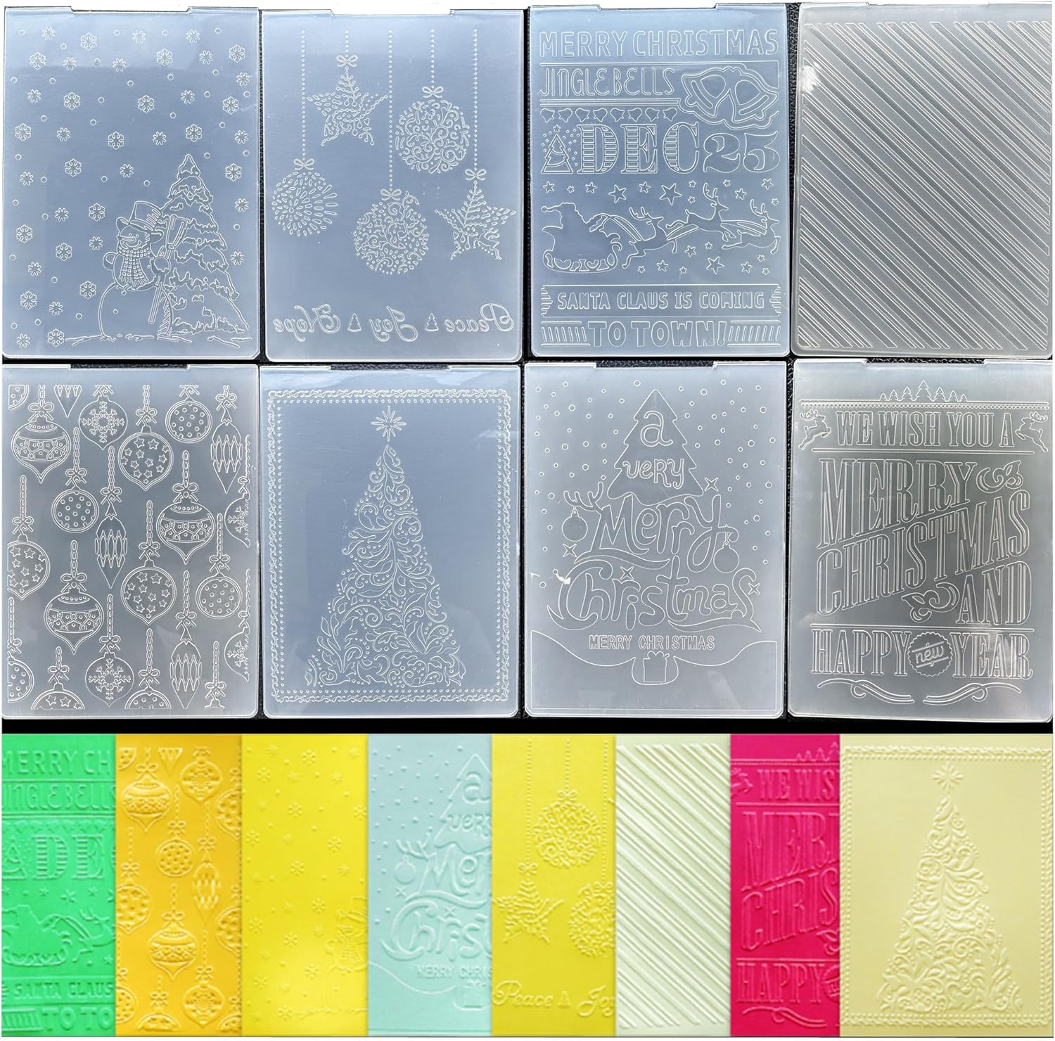 Amazon.com: Arbuya Christmas Embossing Folders Set of 8 - Santa ...