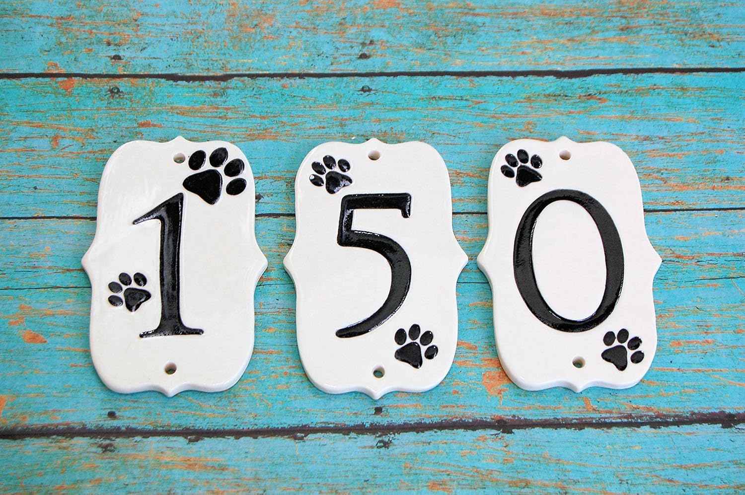 Amazon.com: Handmade Ceramic Paw Print House Numbers, Paw House Numbers ...
