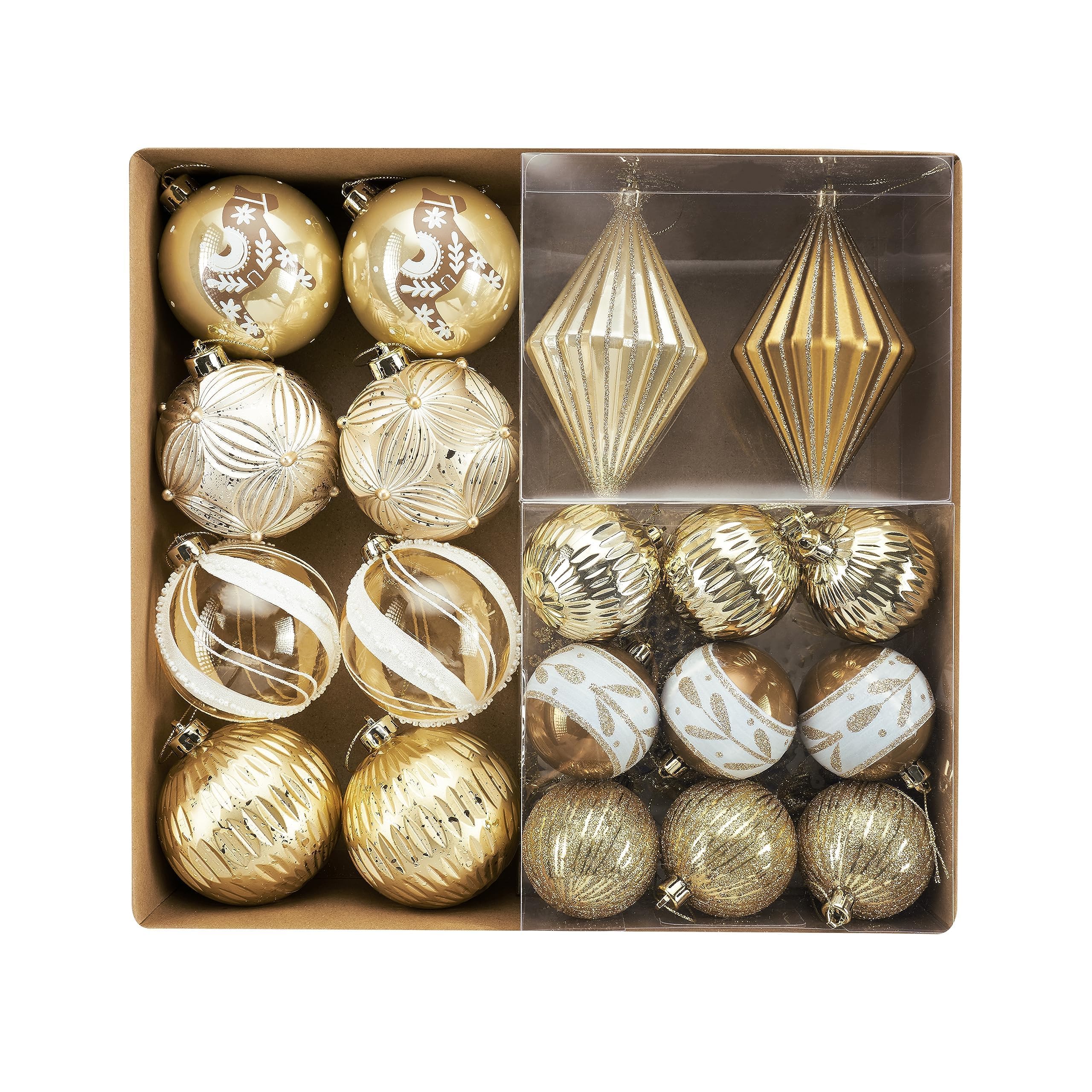 Amazon.com: DecorbyHannah 60ct Christmas Ornaments Set, Gold Christmas ...