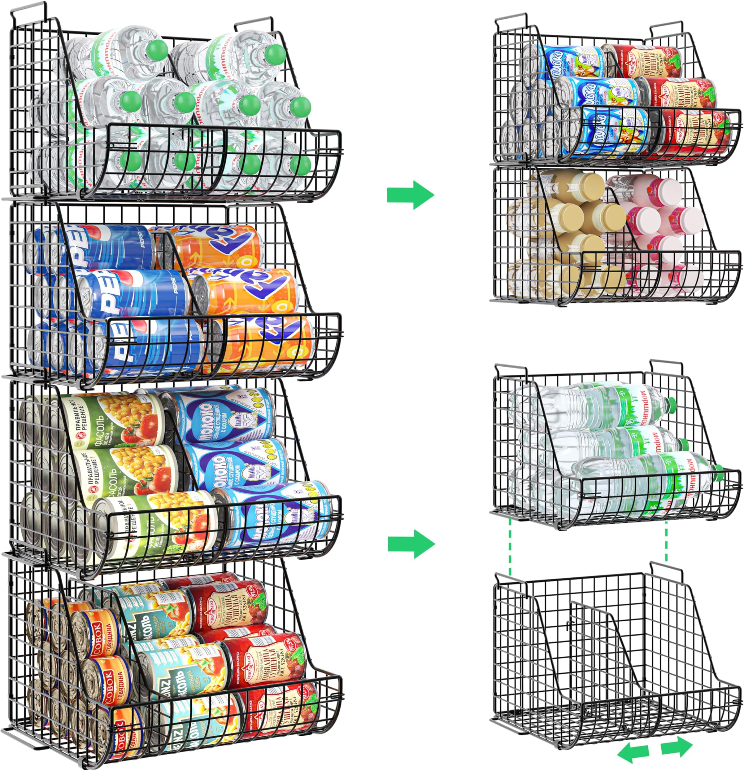 Amazon.com: 4-Tier Stackable Soda Can Organizer with 4 Adjustable ...