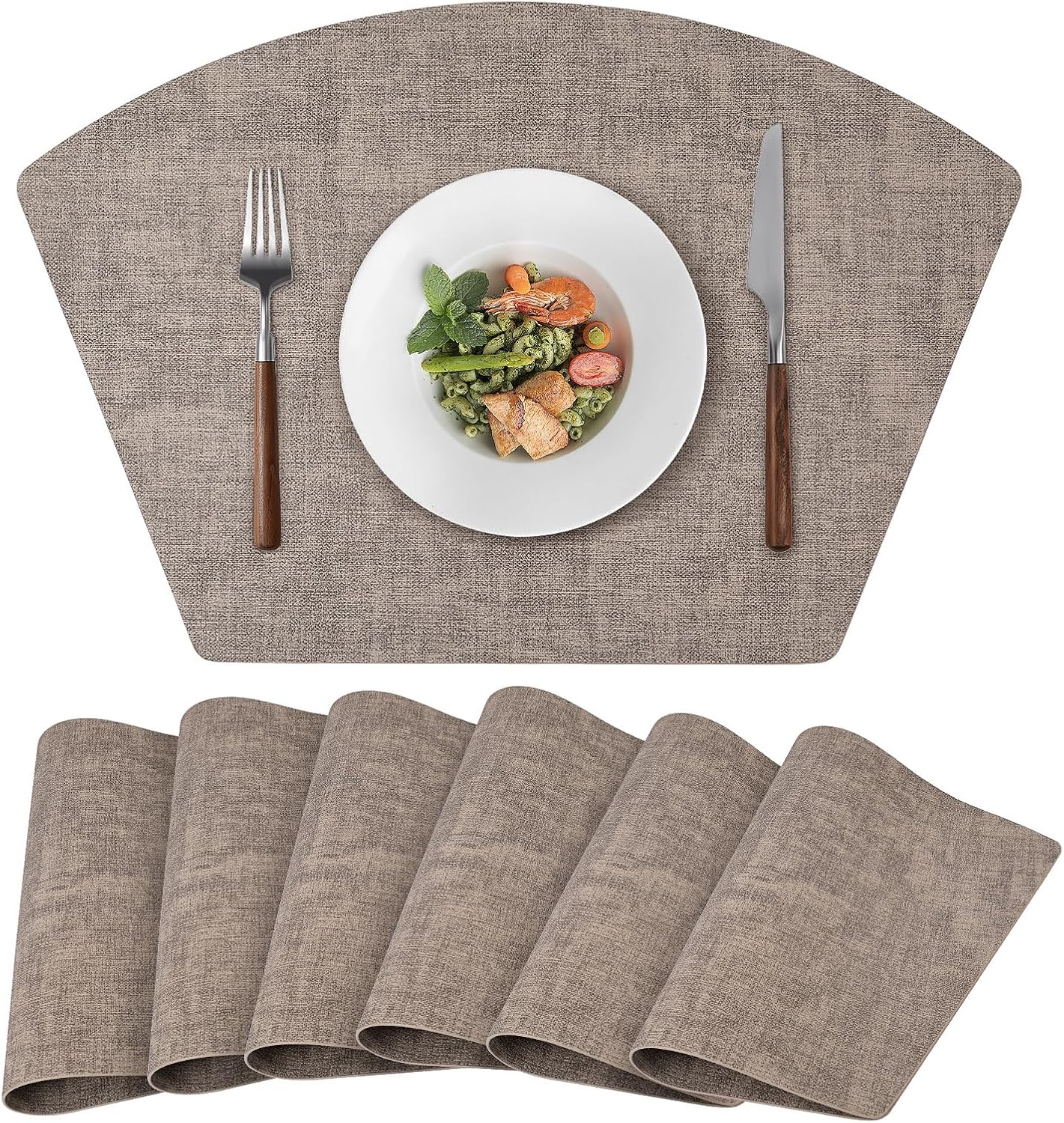 Amazon.com: Round Table Placemats Set of 6, Faux Leather Wedge Shape ...