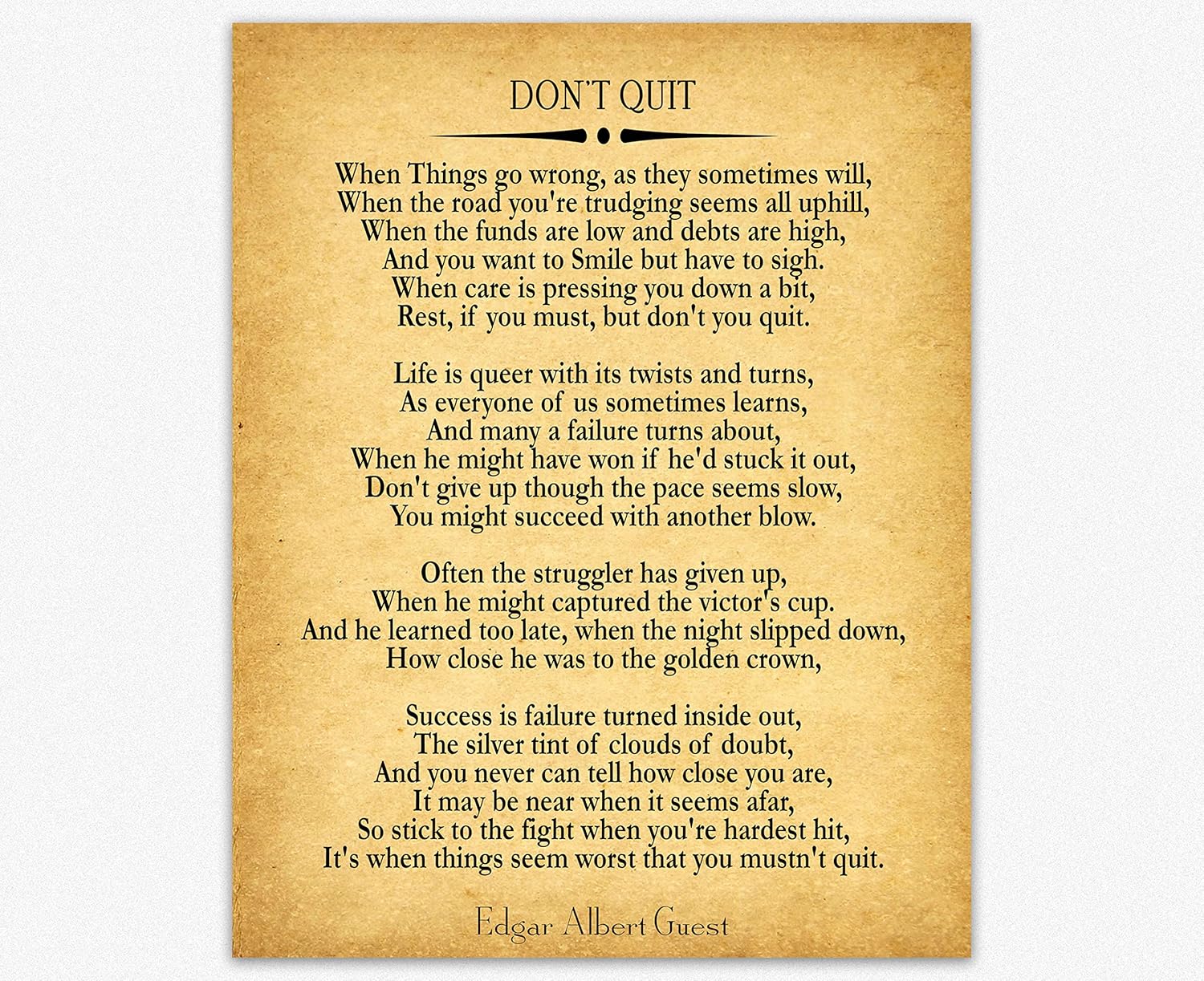 Amazon.com: Don't Quit Poem Don't Quit Motivational Poem Inspiring Poem ...