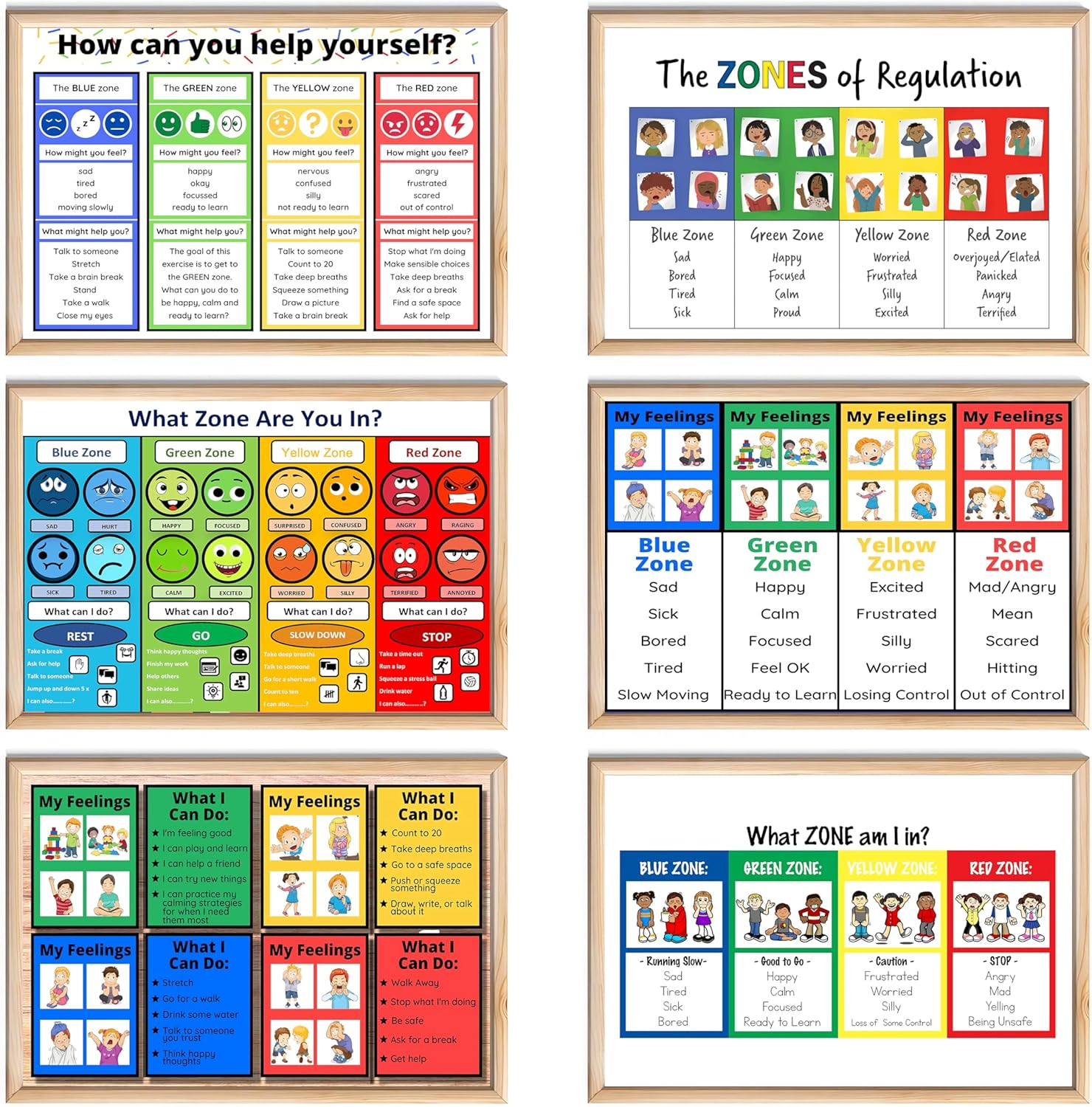 Zones of Regulation Set - 6 Feelings Posters, Calm Bermuda | Ubuy