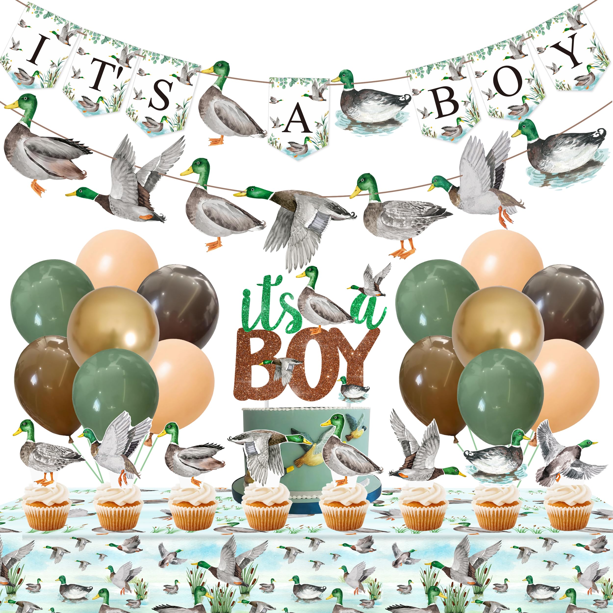 Amazon.com: It's A Boy Duck Theme Baby Shower Decoration Mallard Duck ...