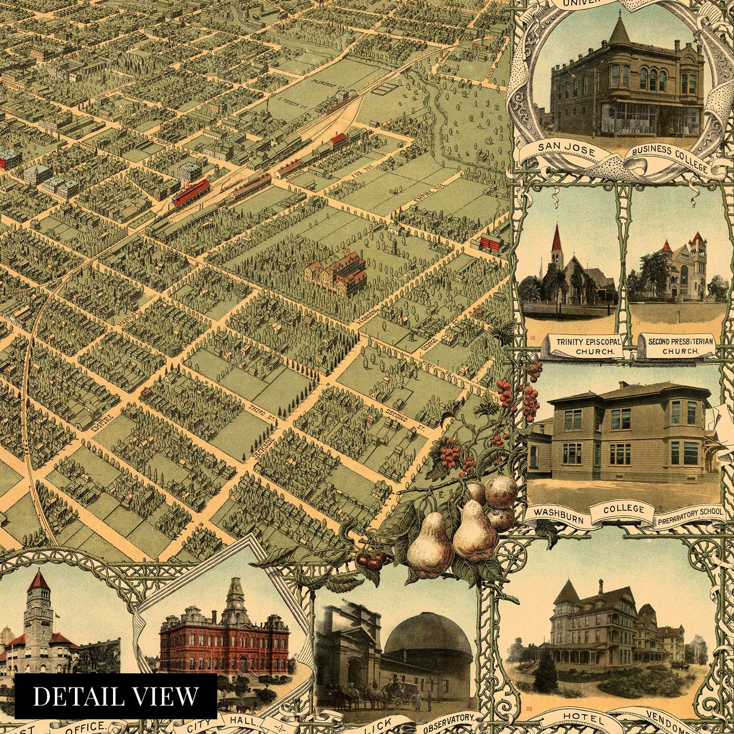 HISTORIX Mapa vintage de San José California 1901, mapa vintage de 18 x ...
