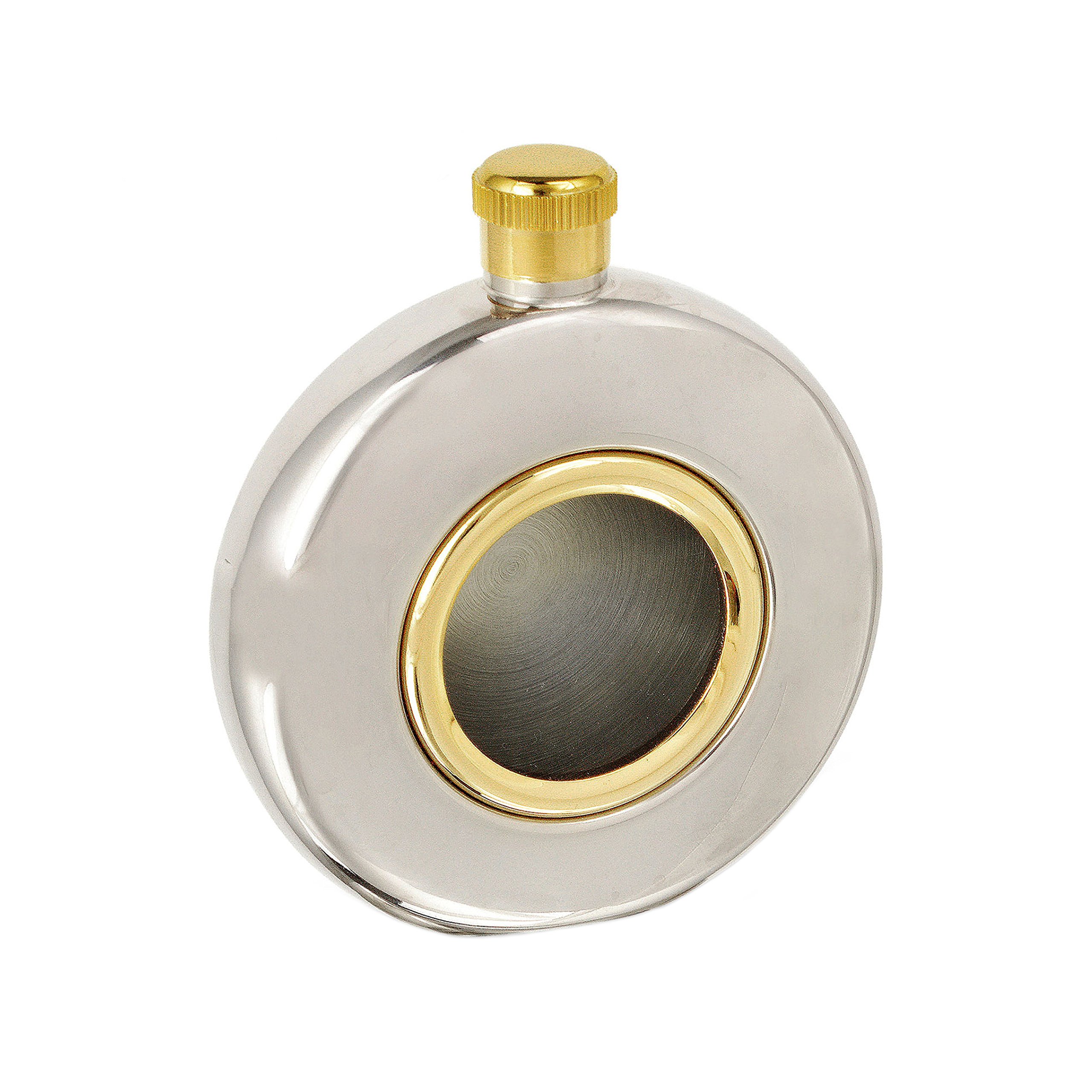 Round 5oz Stainless Steel Hip Flask with Window : Amazon.co.uk: Home ...