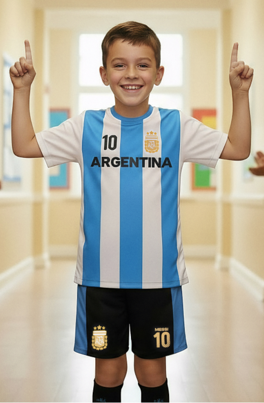 Watch Messi 10 Argentina soccer uniform jersey set on Amazon Live