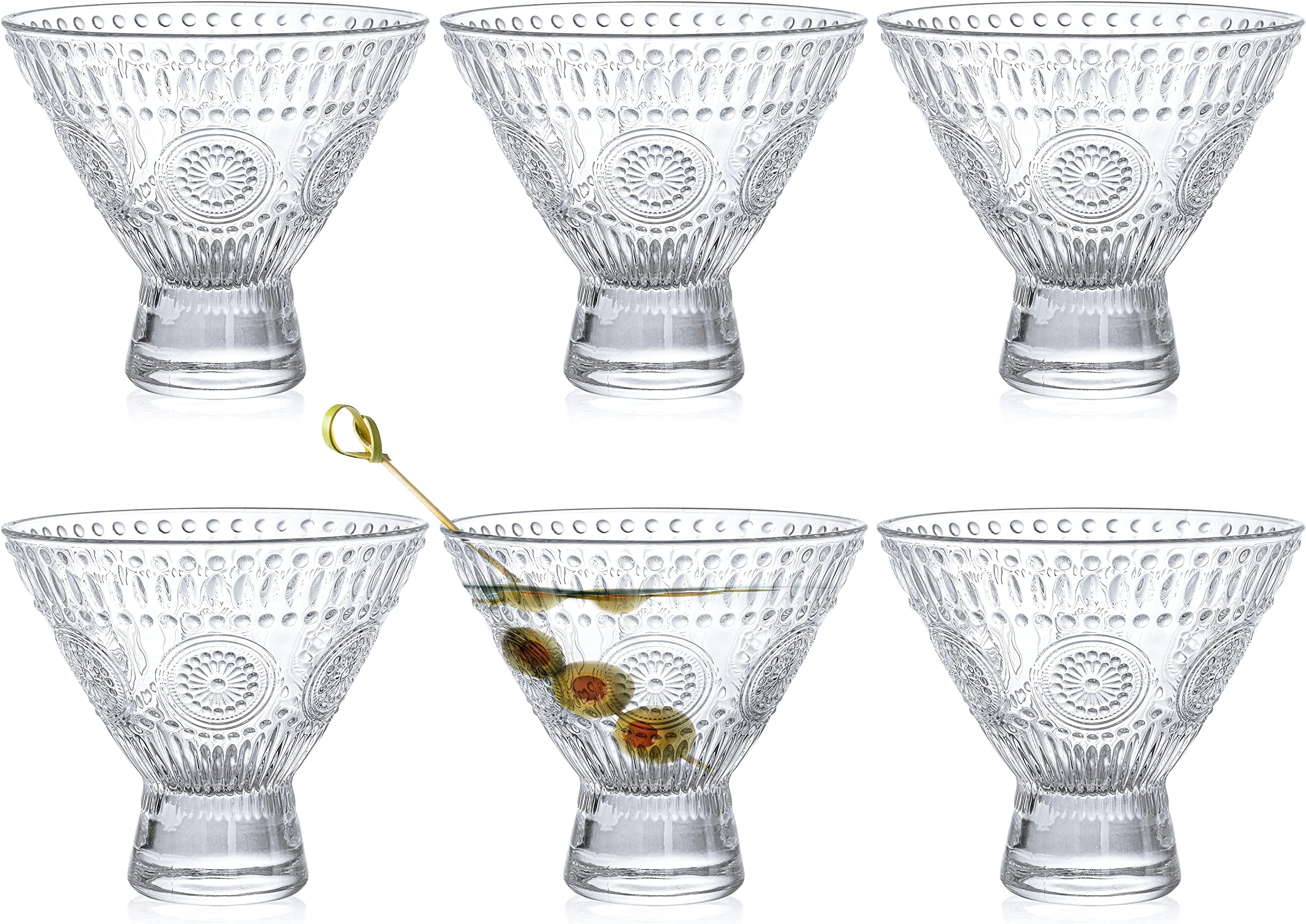 Amazon.com | PARNOO Cocktail Glasses 8 Ounce - Set of 8 Seamless ...