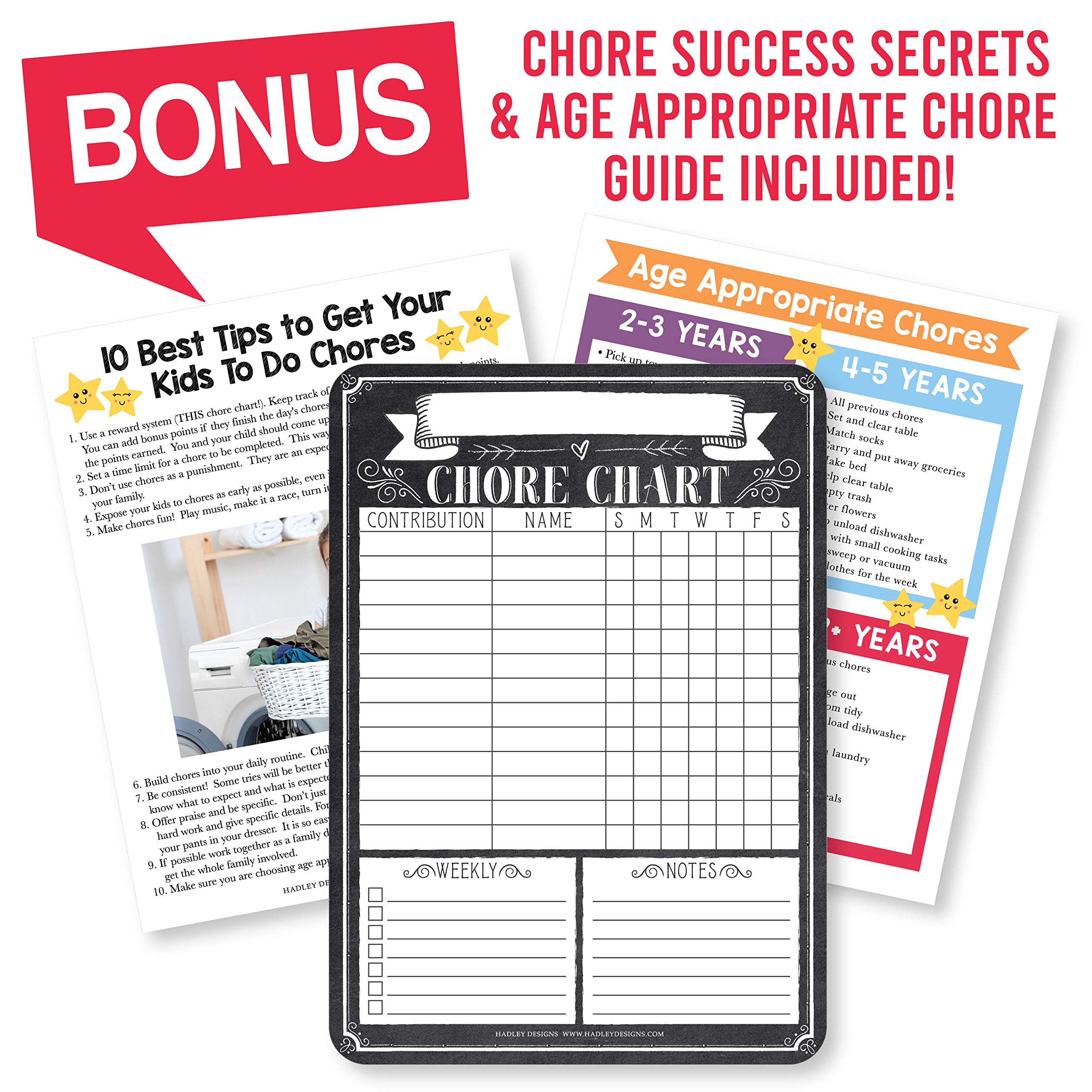 Rustic Chalkboard Family Chore Chart for Adults, Magnetic Chore Chart ...