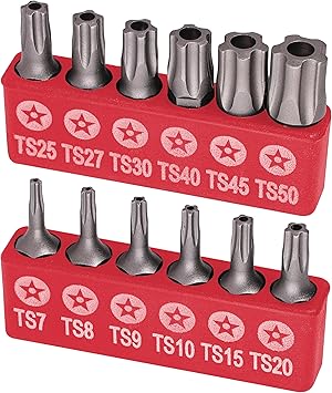 Kit de 9 Puntas Torx de Seguridad (T10, 15, 20, 25, 27, 30, 40, 45, 50 ...