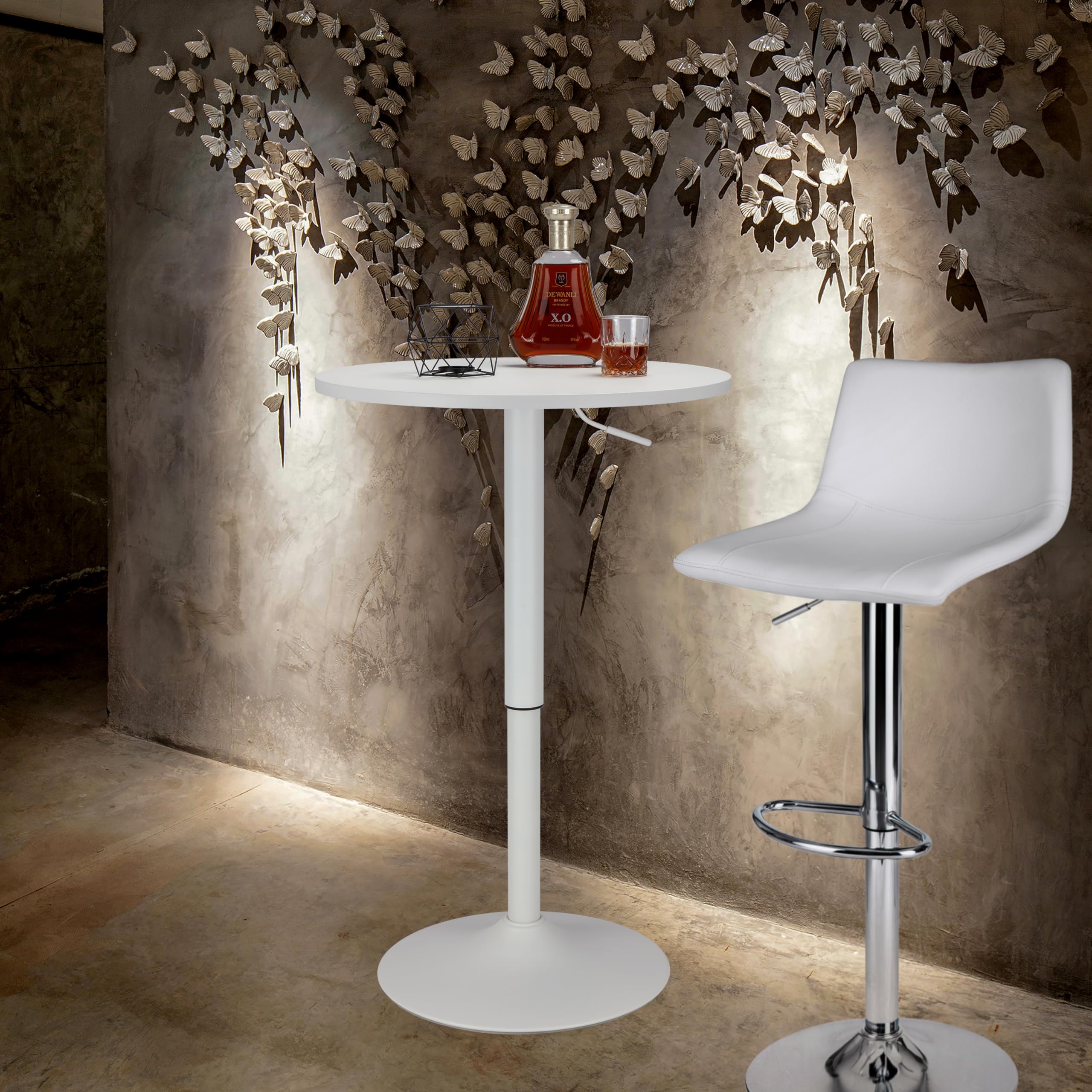 Finnhomy 24'' Round Cocktail Bar Table with Metal Base, Tall Bistro Pub ...