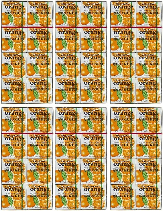 Amazon.com : Authentic Japanese Marukawa Orange Flavored Fusen Gum 48 ...