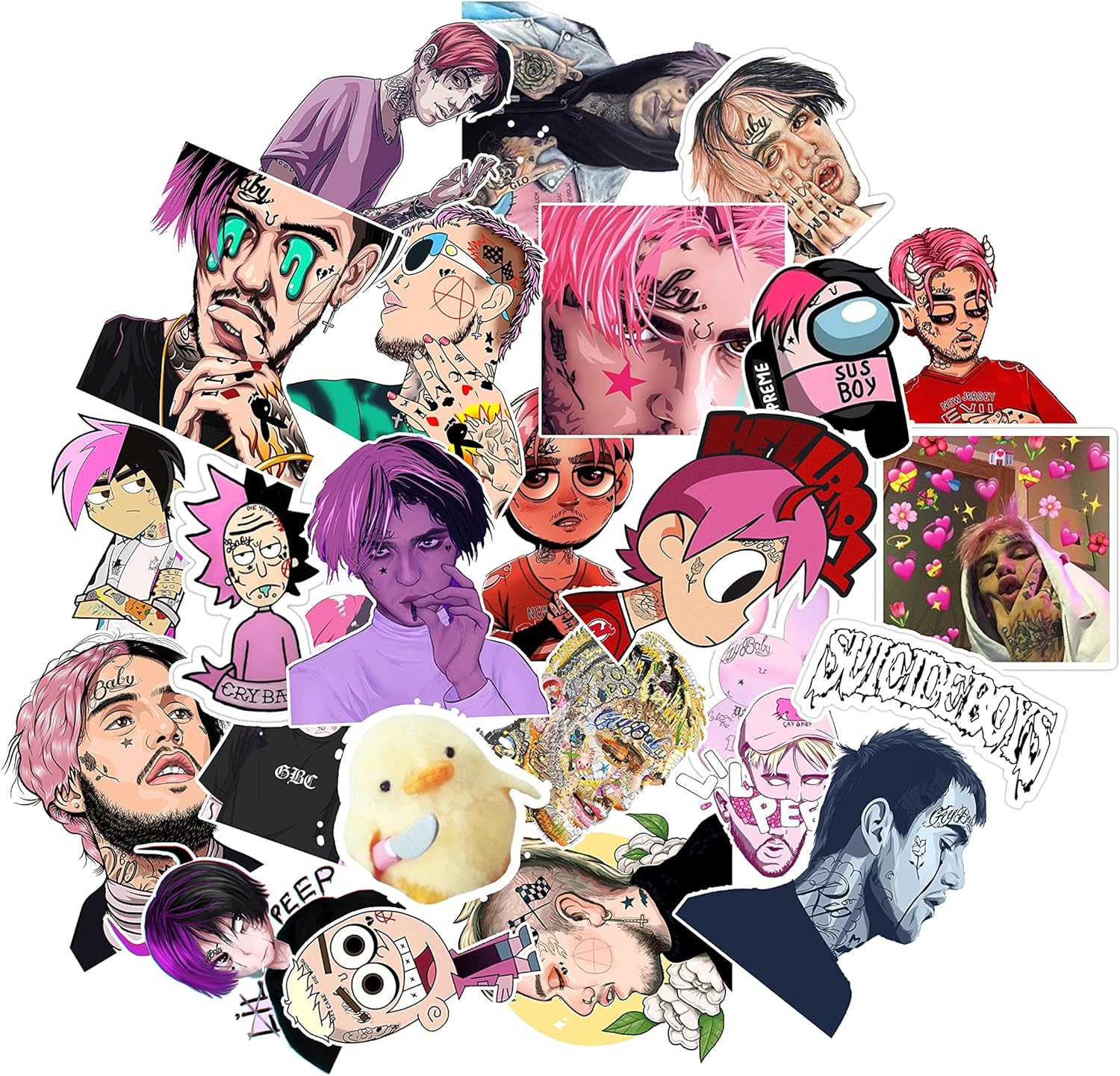 Amazon.com: Lil Peep Stickers - 25 PCS Vinyl Memorial Decal Photocards ...