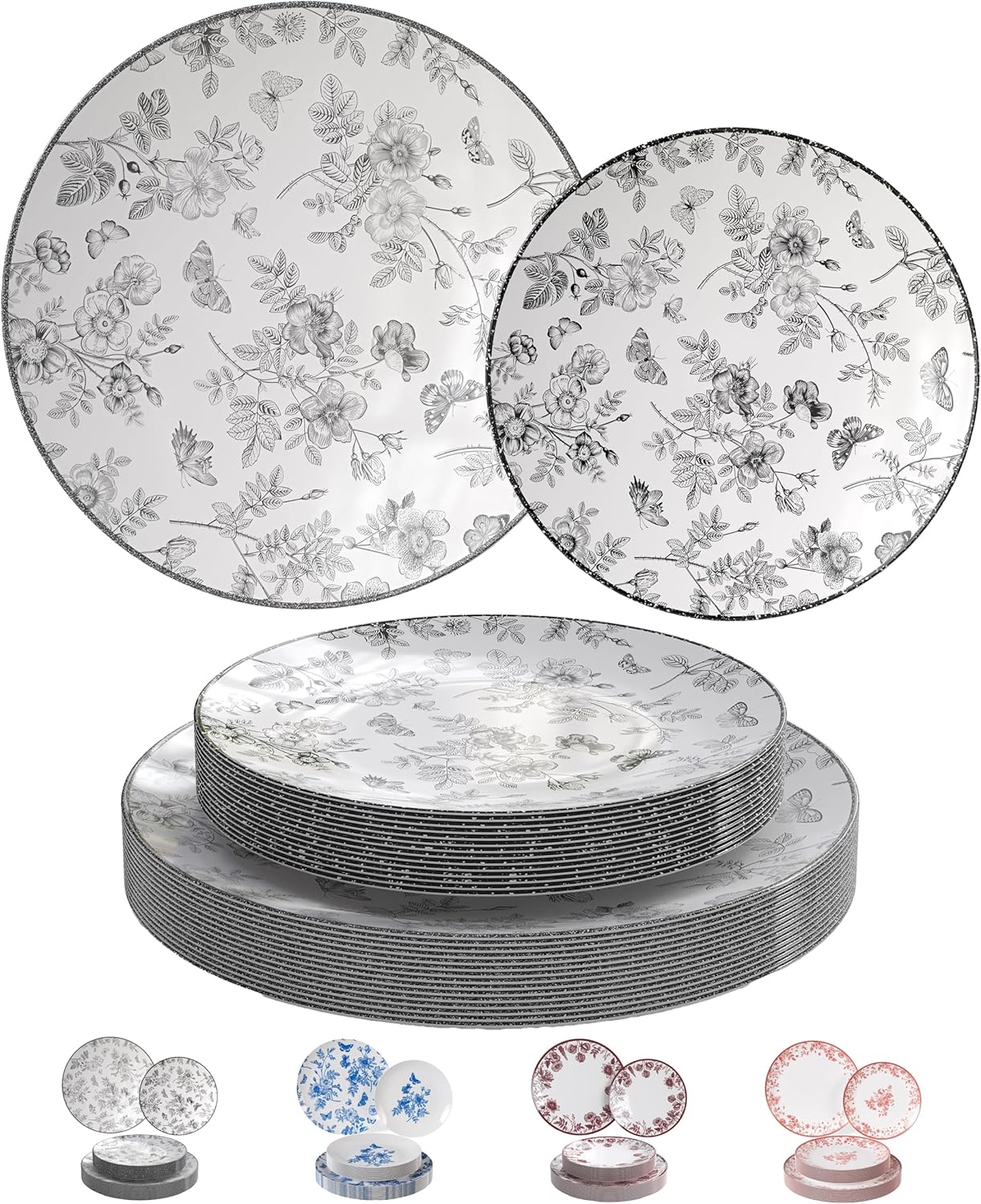 Amazon.com: Trendables Disposable Plates For Party Supplies | Black ...