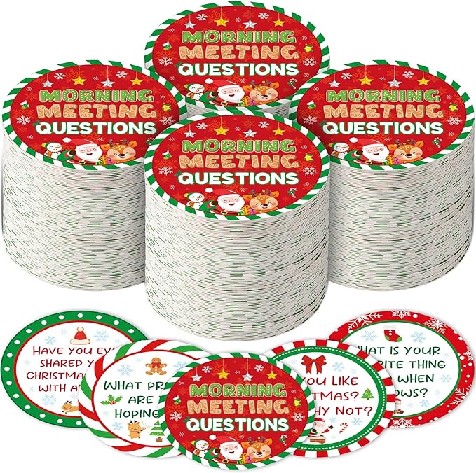 Amazon.com: Moinchore 50 Pcs Morning Meeting Questions Cards Christmas ...