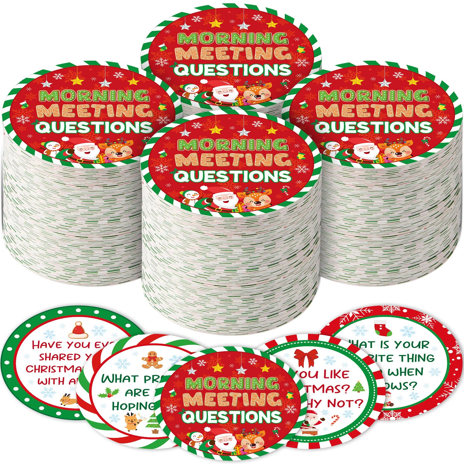 Amazon.com: Moinchore 50 Pcs Morning Meeting Questions Cards Christmas ...