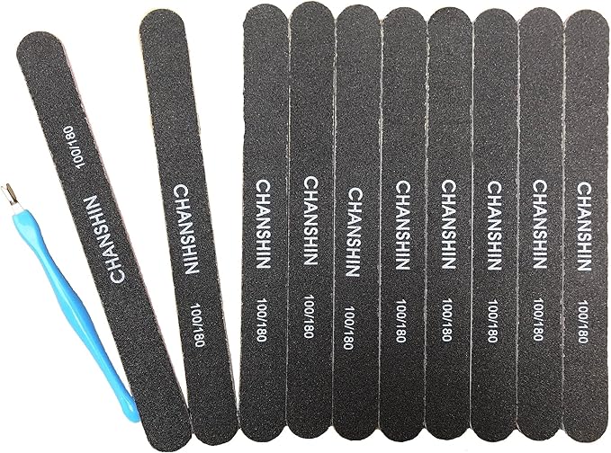 CHANSHIN 10 Pcs Professional Nail File Set, Double Sided Emery Board ...